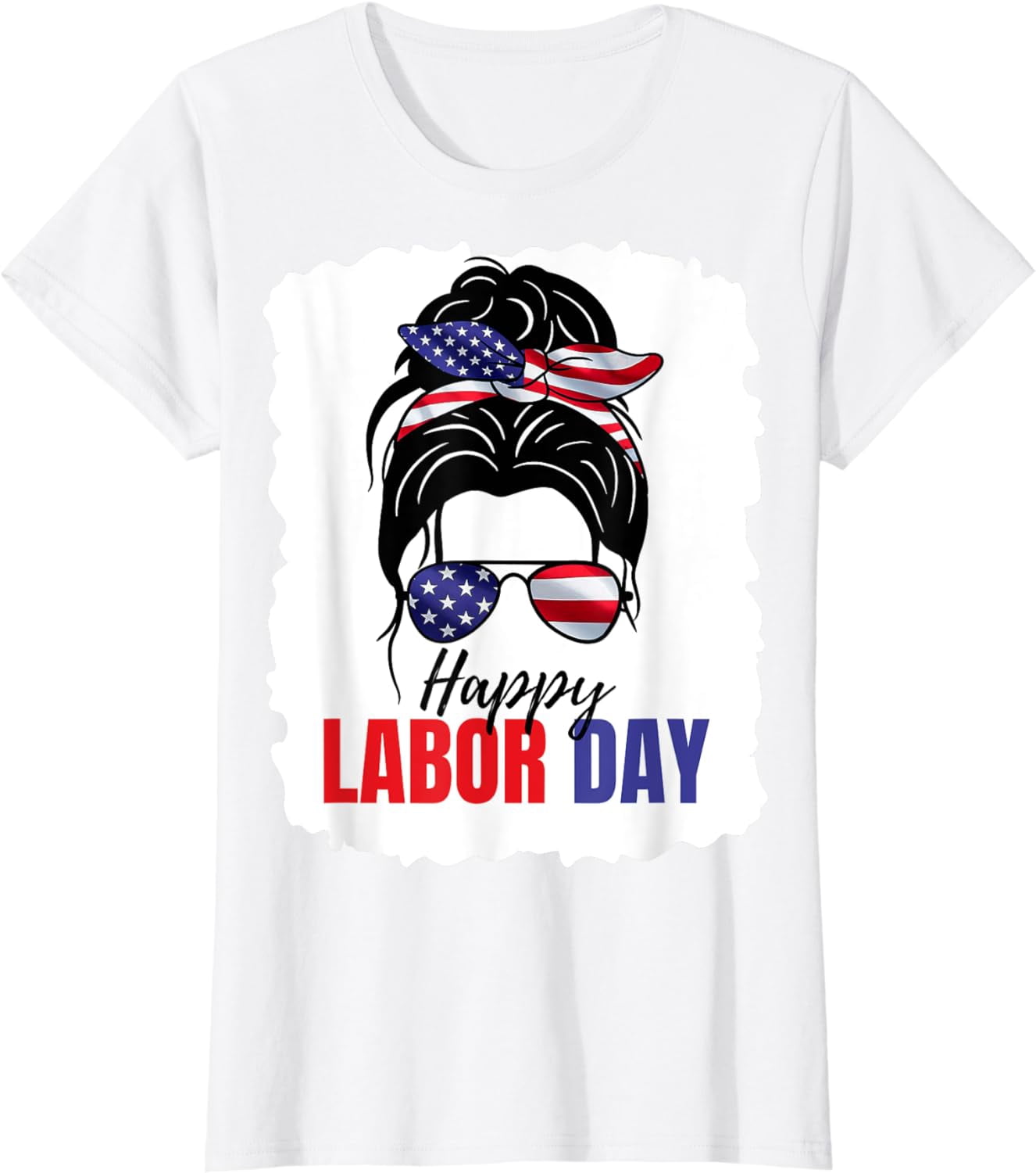 Messy Bun Happy Labor Day American Flag Men Women T-Shirt - Walmart.com