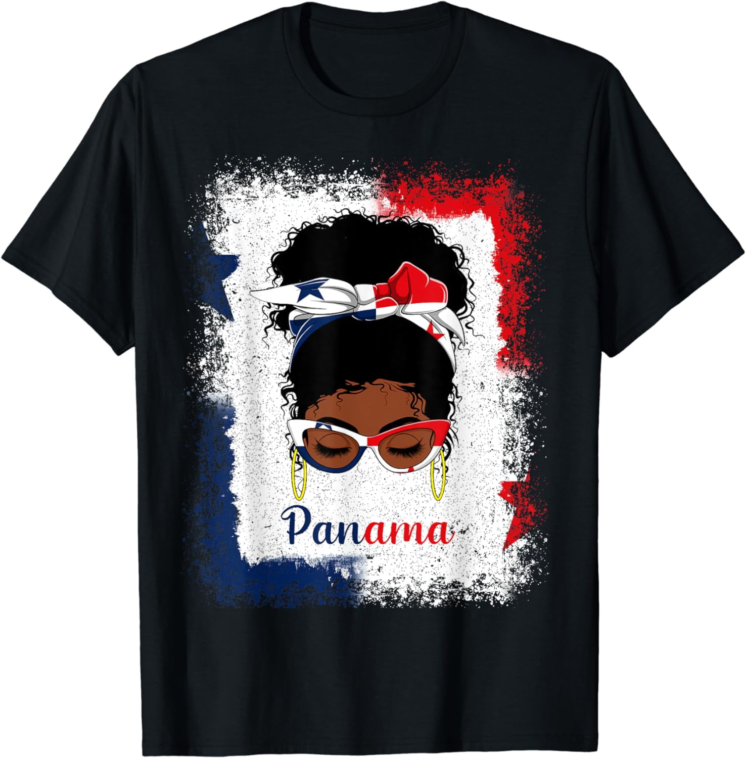 Messy Bun Panamanian Panama Flag Womens Woman Girl T-Shirt - Walmart.com