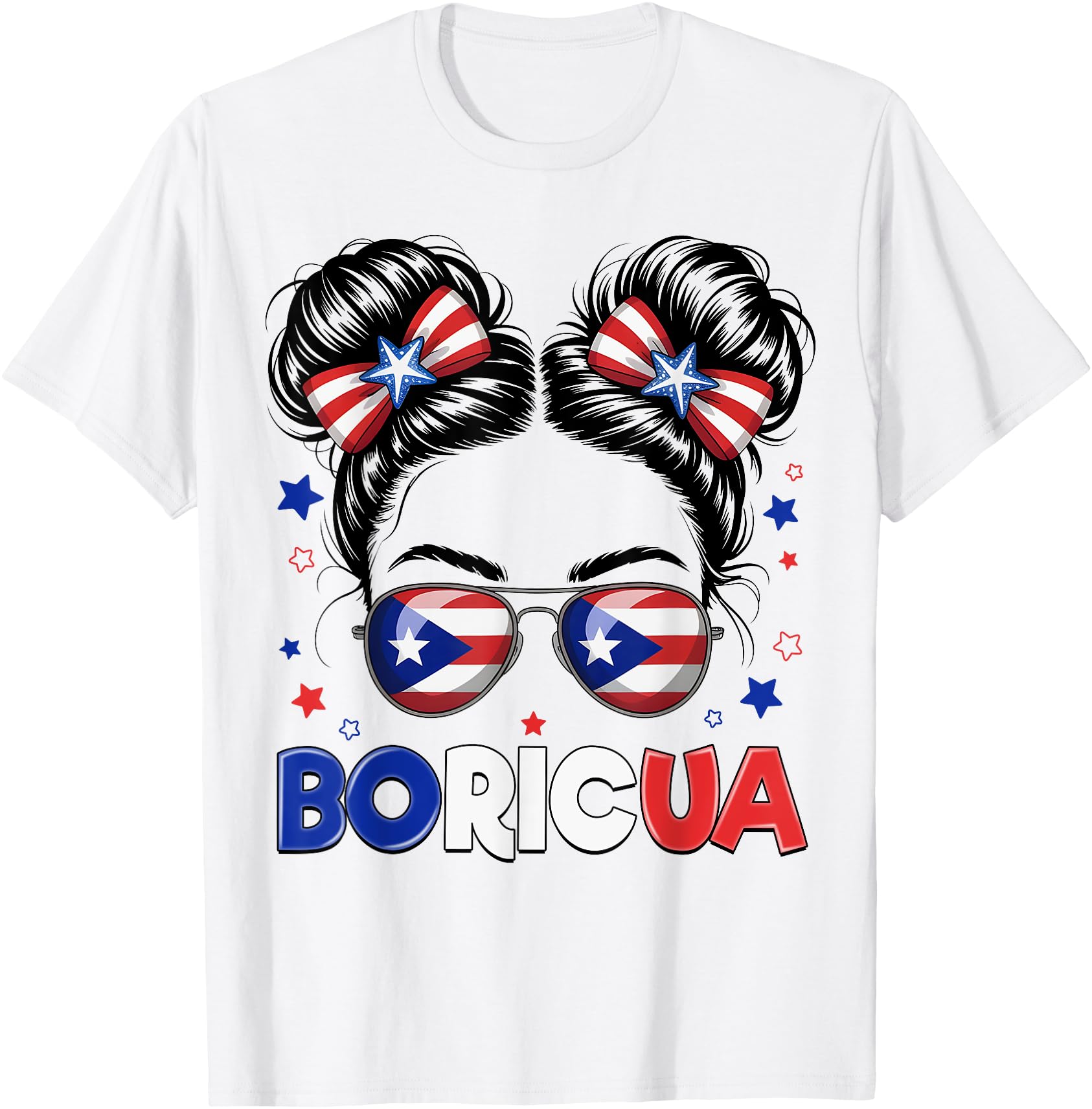Messy Bun Puerto Rican Boricua Puerto Rico Hispanic Heritage T-Shirt ...