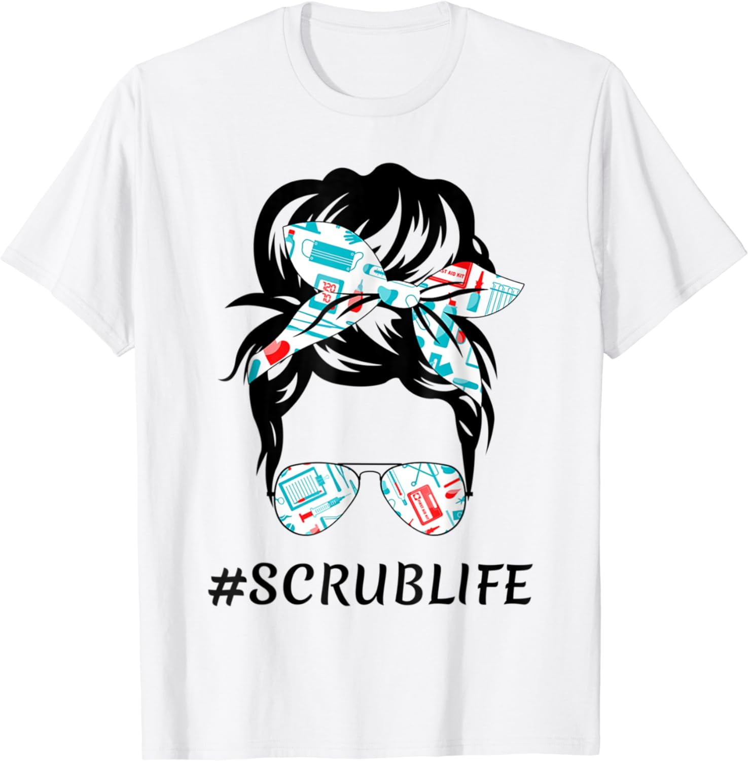 Messy Bun SCRUBLIFE T-Shirt - Walmart.com