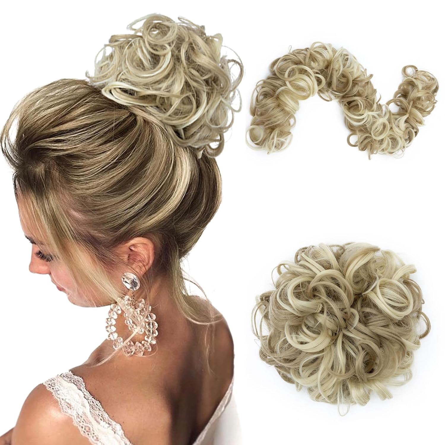 Messy Bun Scrunchie Hair Piece 32 inch DIY Wrap Around Ponytail Fluffy ...