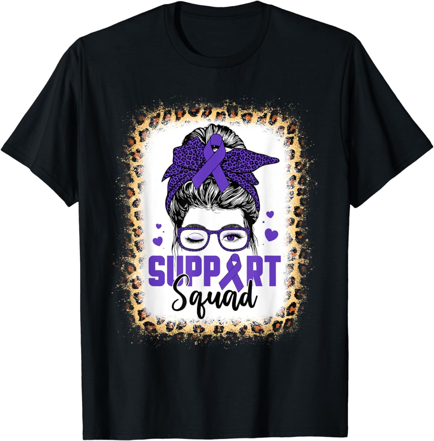 Messy Bun Support Squad Pancreatic Cancer Awareness Women T-Shirt ...