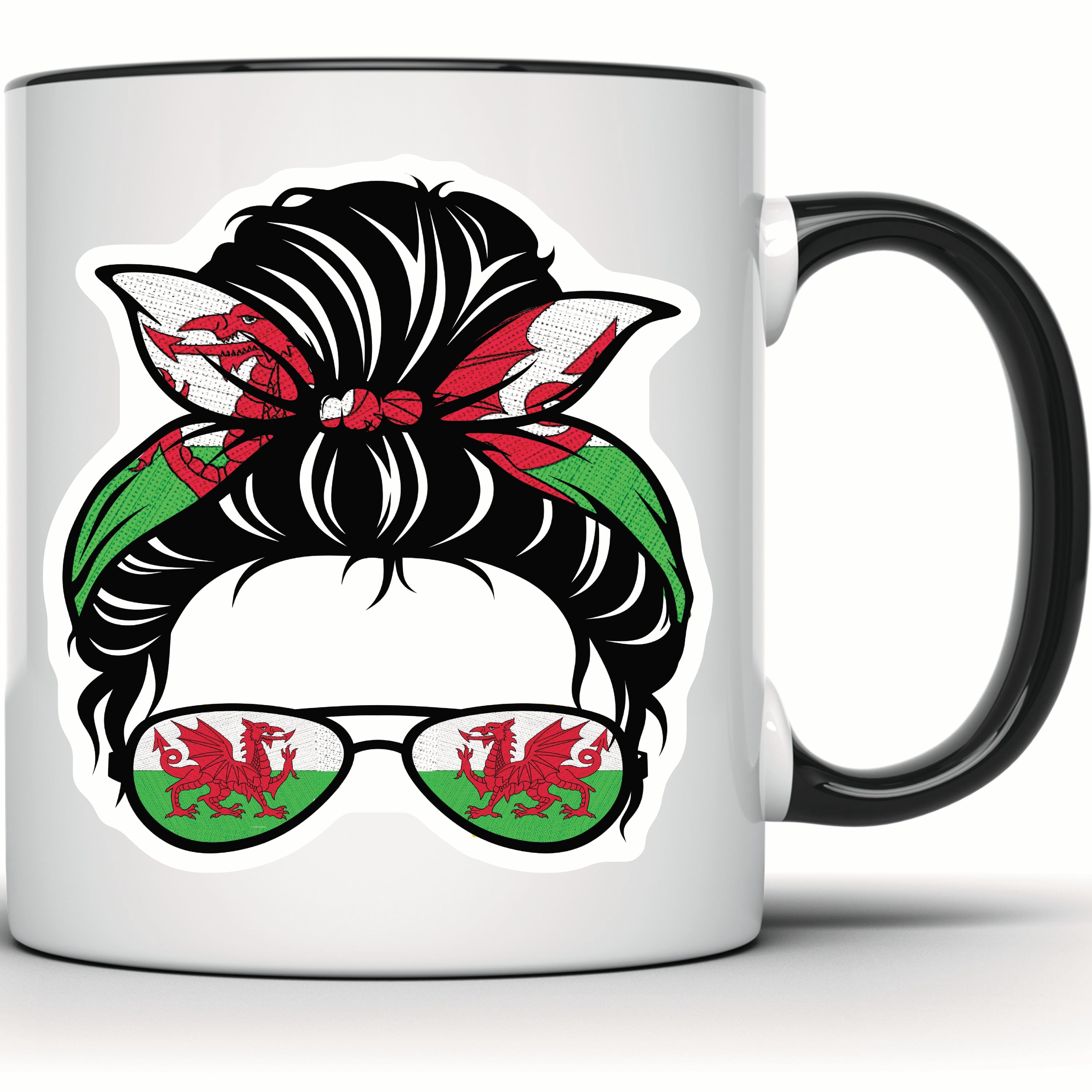 Messy Bun Welsh Dragon Flag Mug - Wales Pride Gift - Cymru Souvenir ...