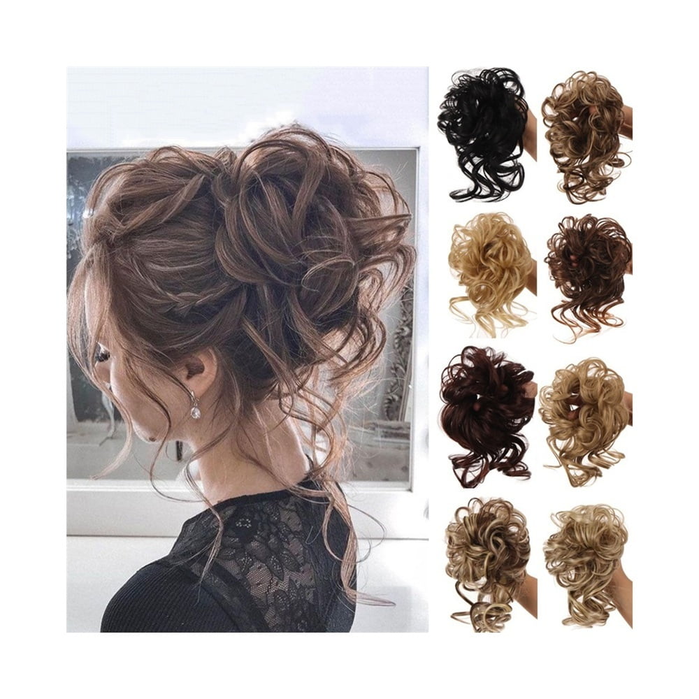Messy Curly Bun Hair Piece Scrunchie Tousled Updo Elastic Band Hair ...