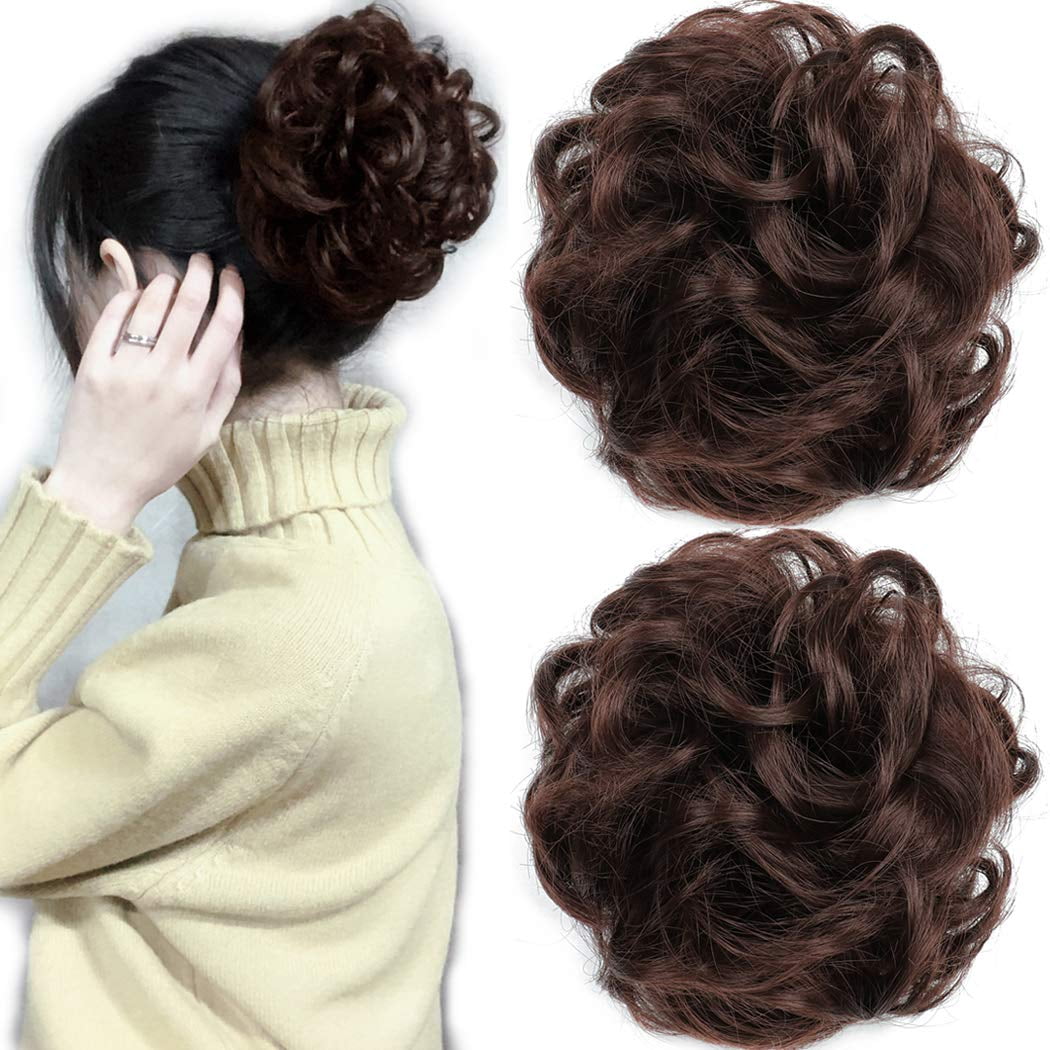 Messy Hair Bun Hair Piece 2Pcs Curly Hair Bun Extension Fake hair ...