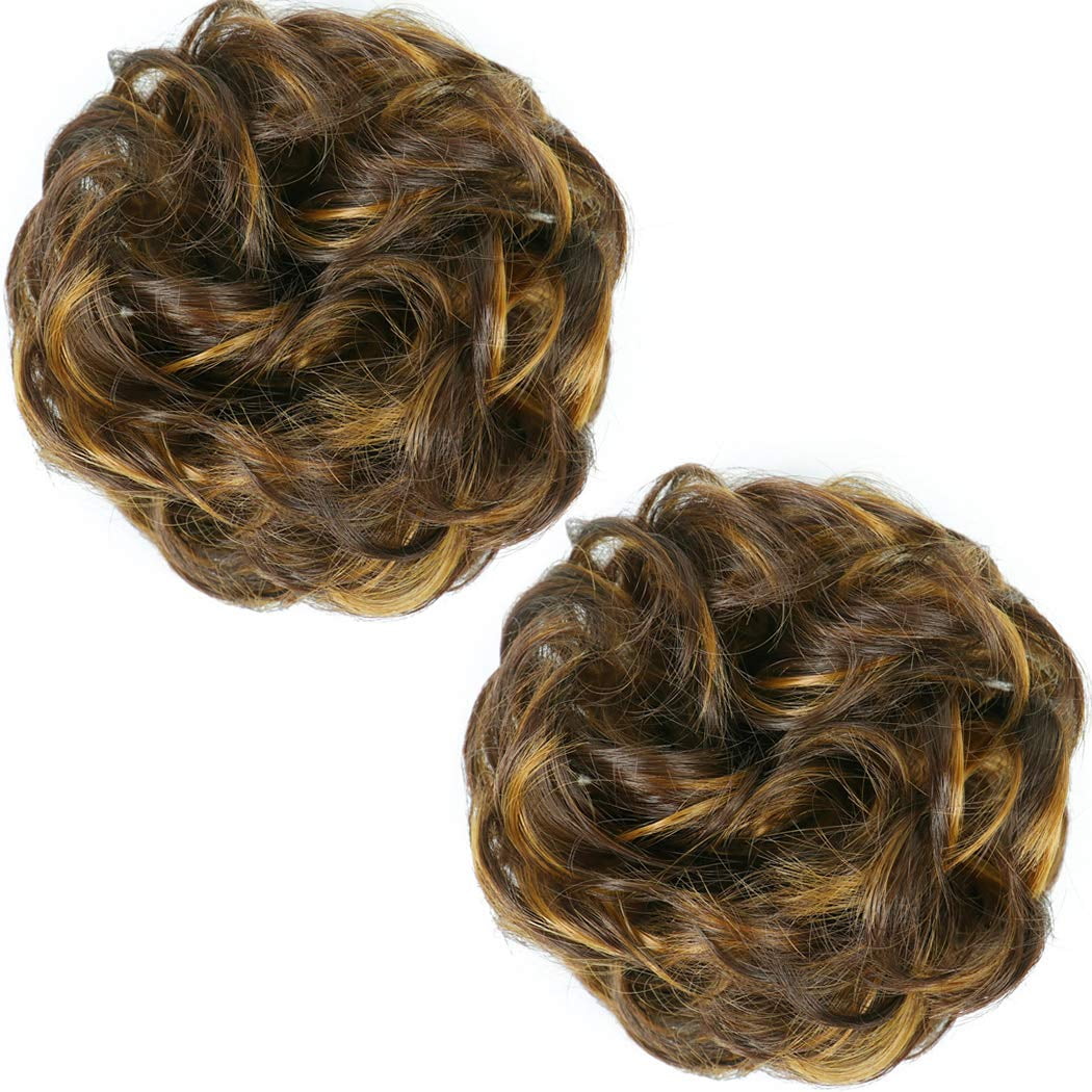 Messy Hair Bun Hair Piece 2Pcs Curly Messy Buns Hair Piece Hair Buns ...