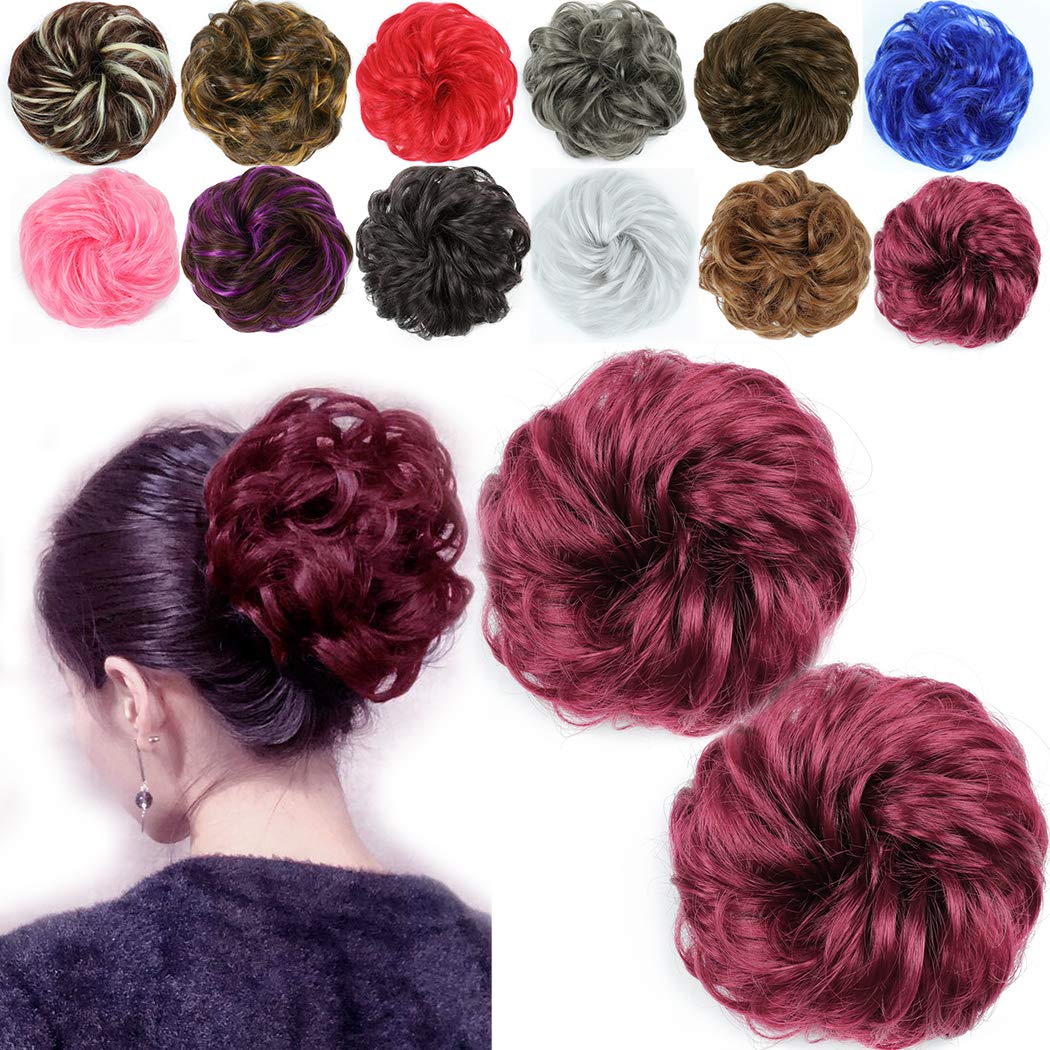Messy Hair Bun Hair Piece 2Pcs Curly Messy Buns Hair Piece Hair Buns ...