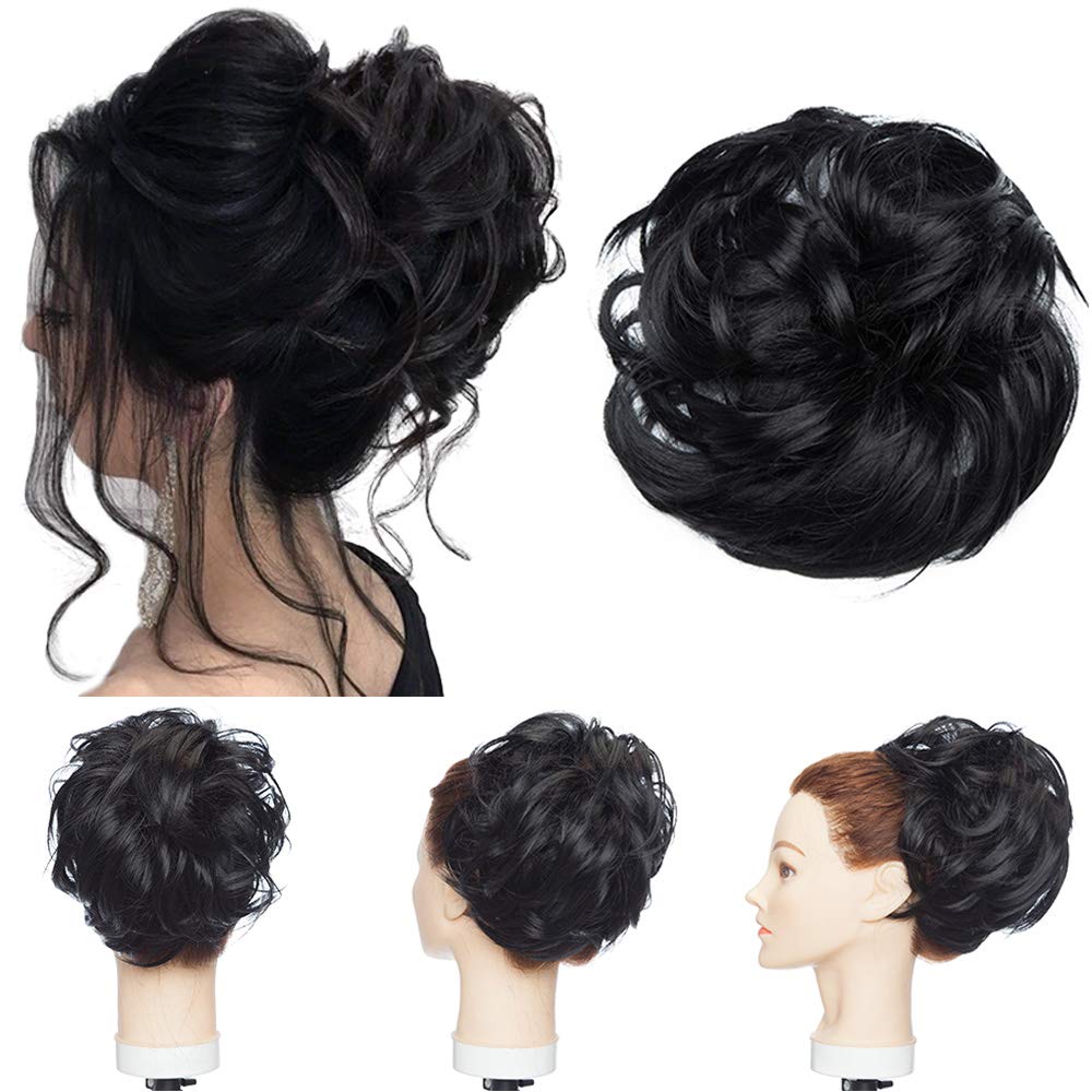Messy Hair Bun Hair Piece Fluffy Tousled Updo Synthetic Up Do Messy Bun ...