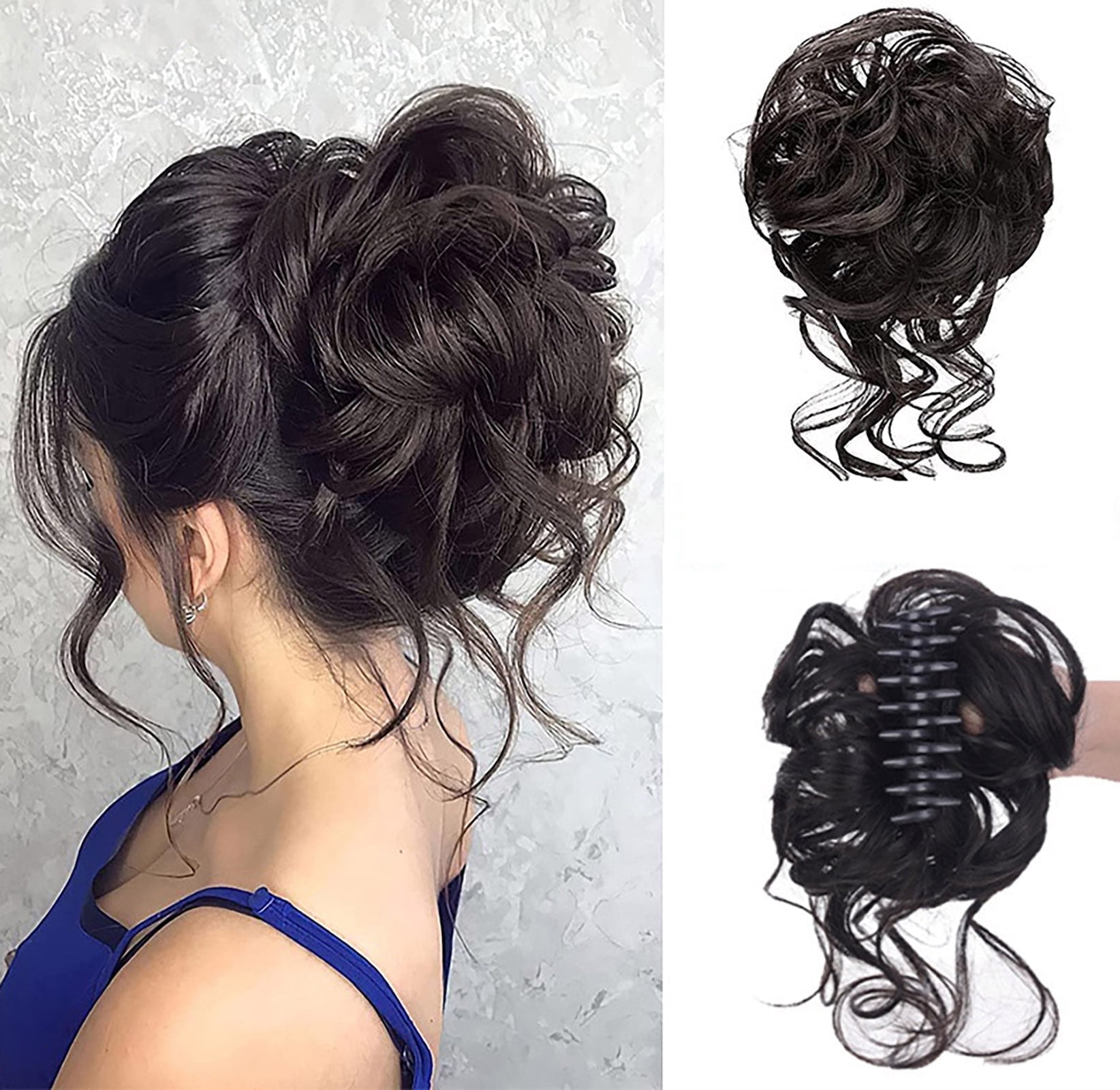 Messy Hair Bun Hairpiece for Women Clip in Claw Hair Pieces Synthetic ...