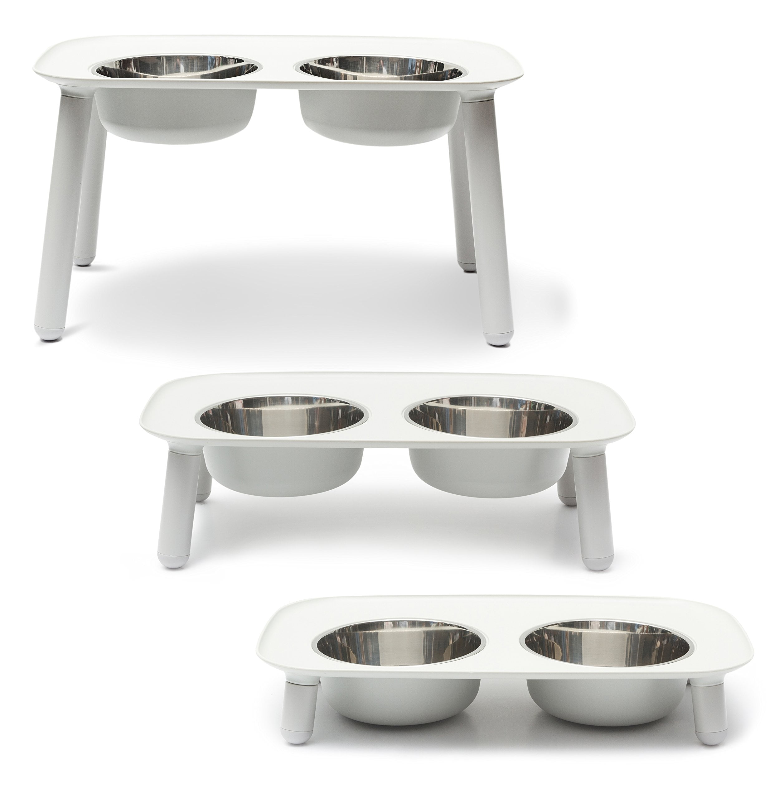 Messy Mutts Elevated Double Feeder Dog Bowl, Lite Grey - Walmart.com
