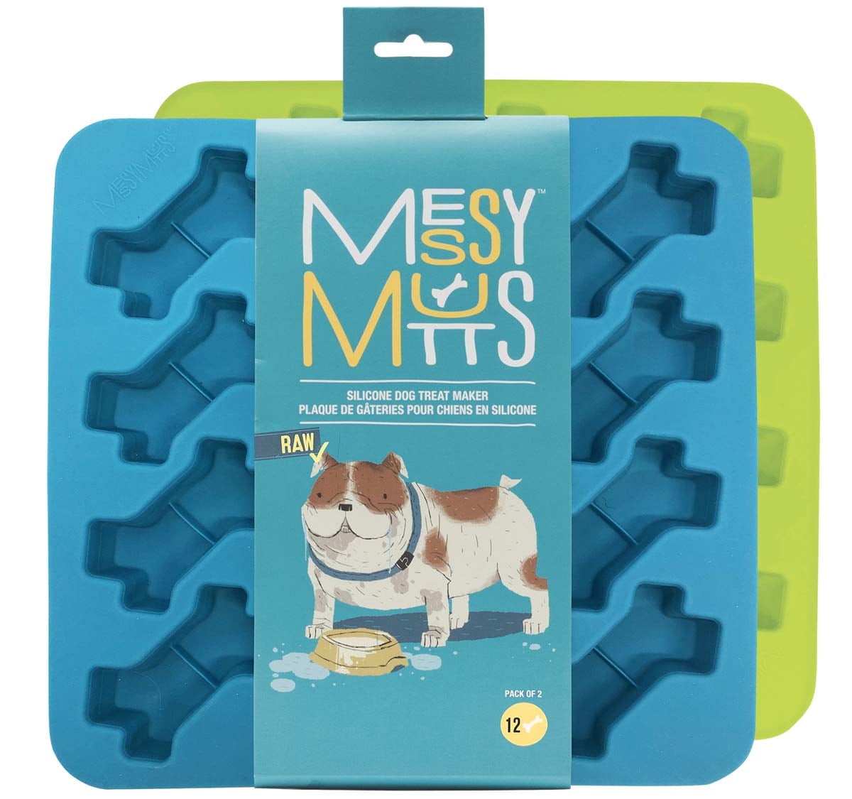 Messy Mutts Silicone Bake & Freeze Treat Making Mold | 2 Pack | 12 Bone ...