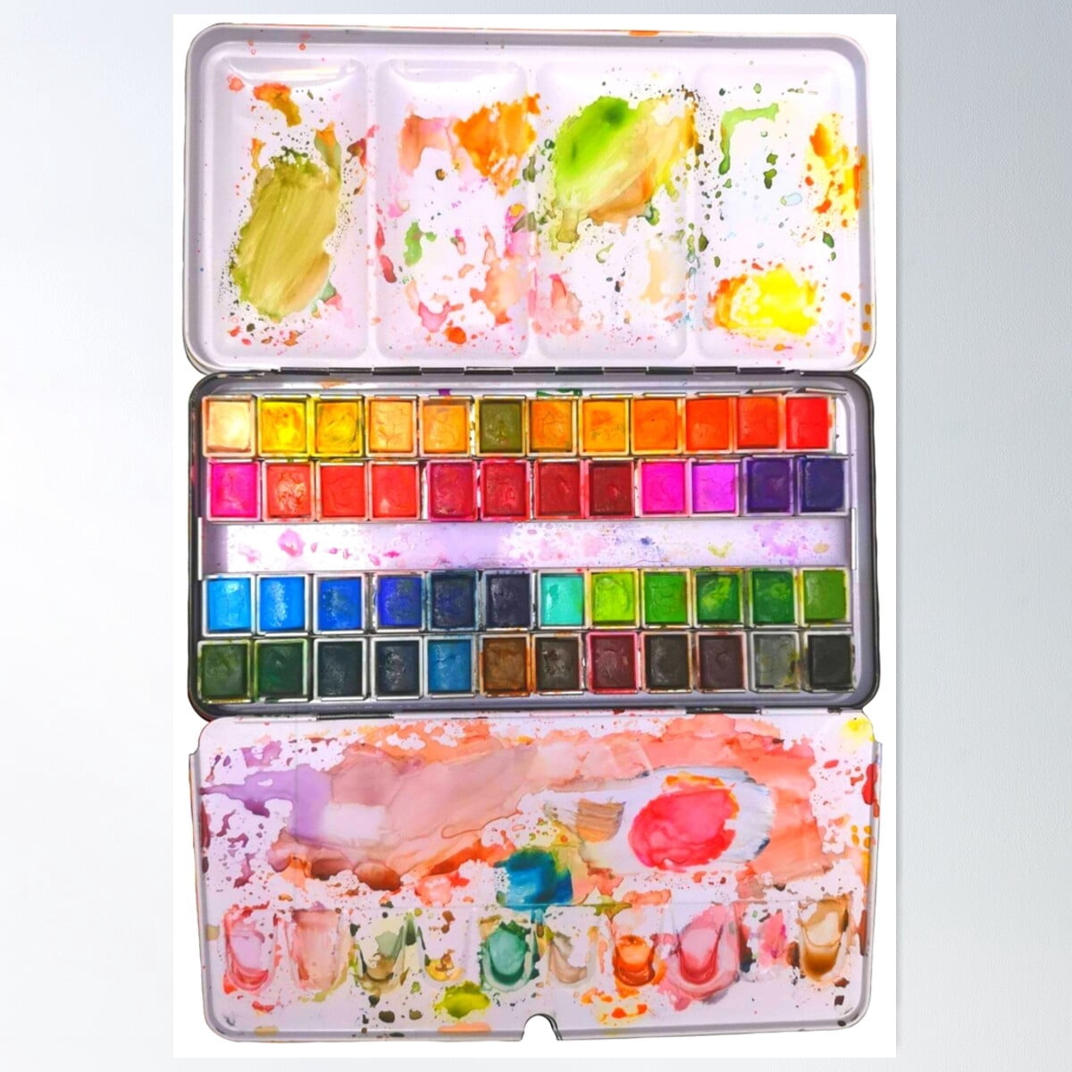 Messy Watercolor Palette Poster Wall Art, Modern Wall Decor For Living ...