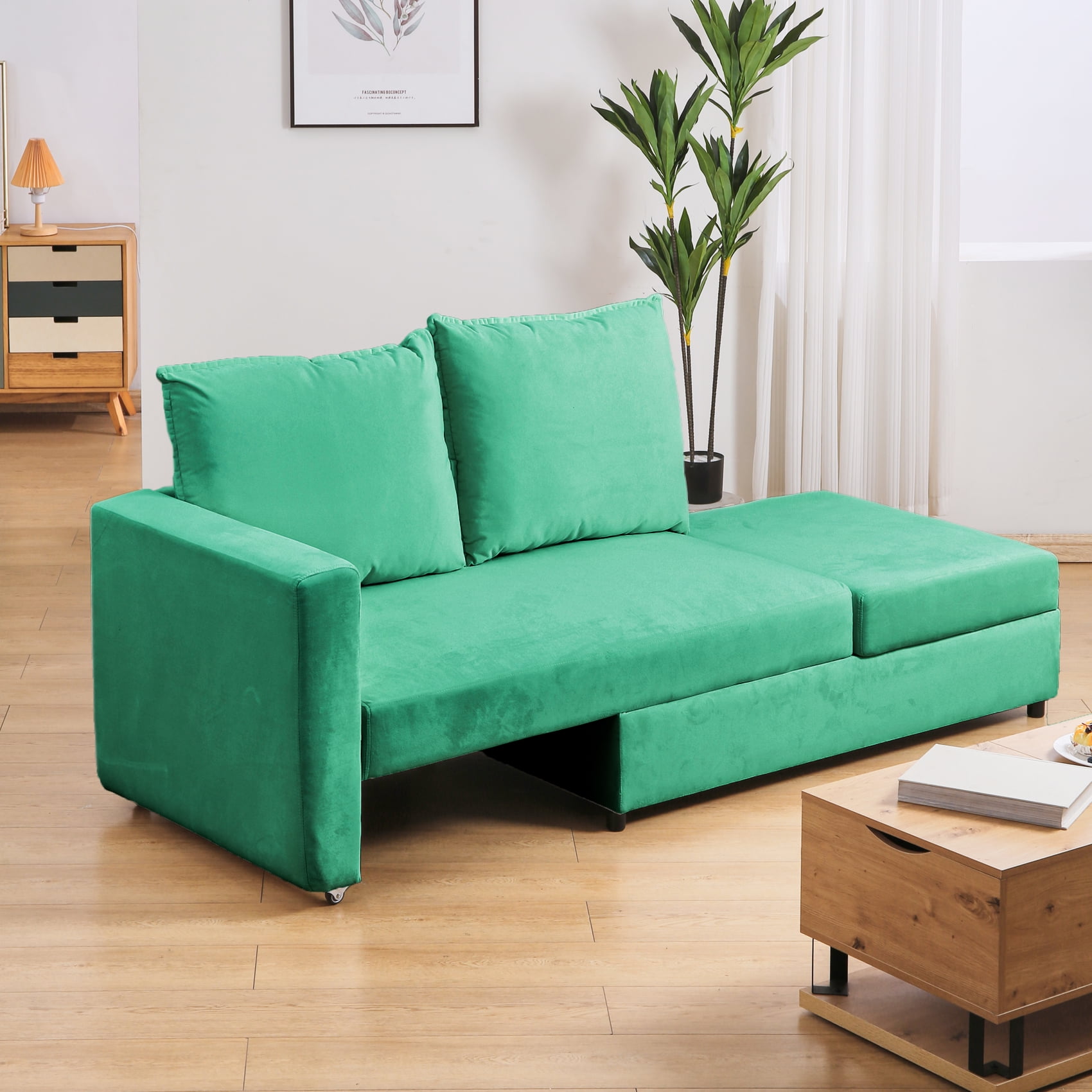 Mestyl 62.5" Loveseat, 2-in-1 Sofa Bed Couch with Pull Out Bed and ...