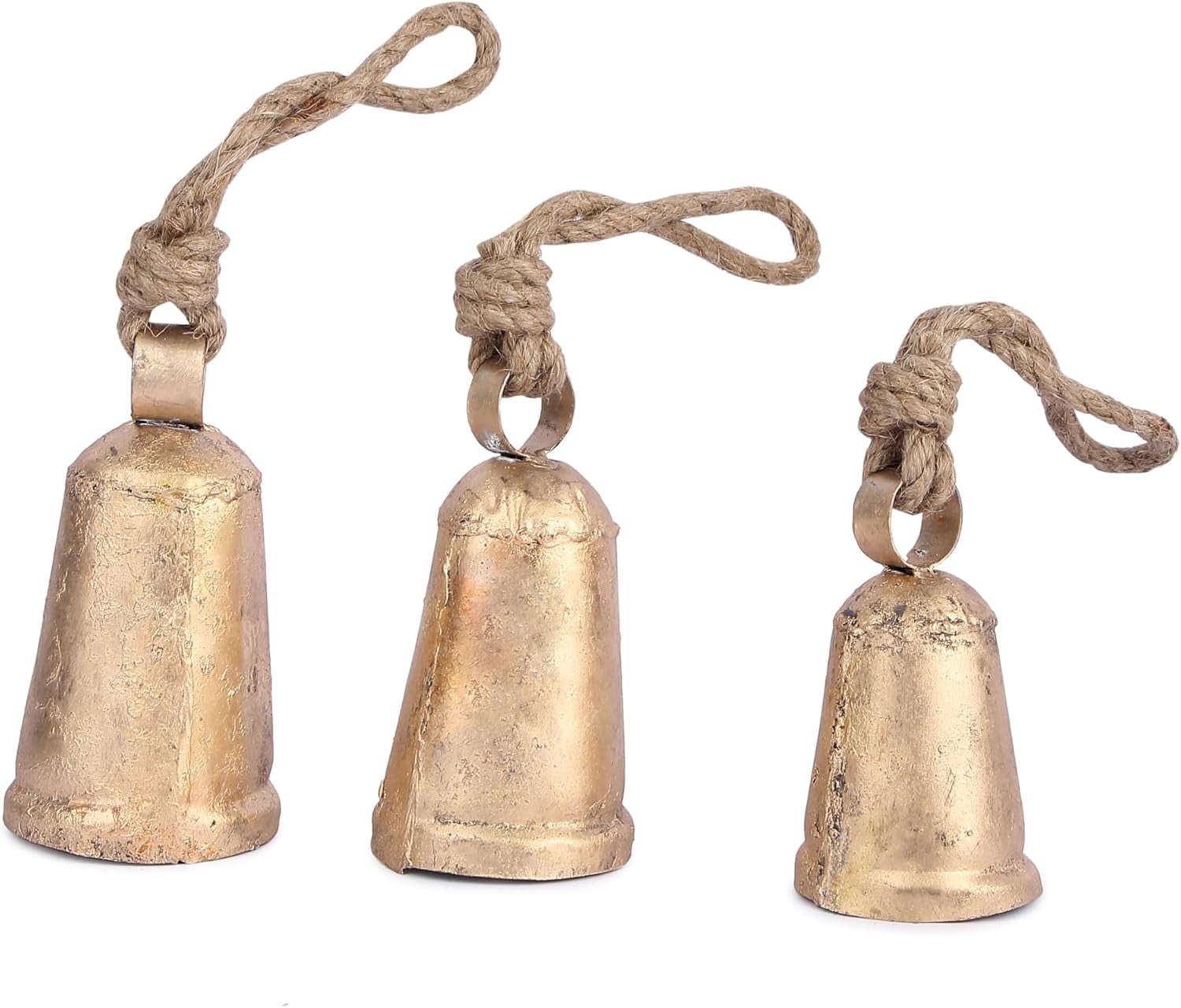 MesuBari Handmade Vintage Brass Cone Cow Bell Wind Chimes, 5.5-5-4.5 ...