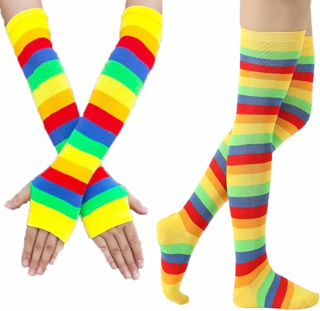 Mesyo Goth Gloves Fingerless Long Arm Warmer Knit Thumbhole Stretchy ...