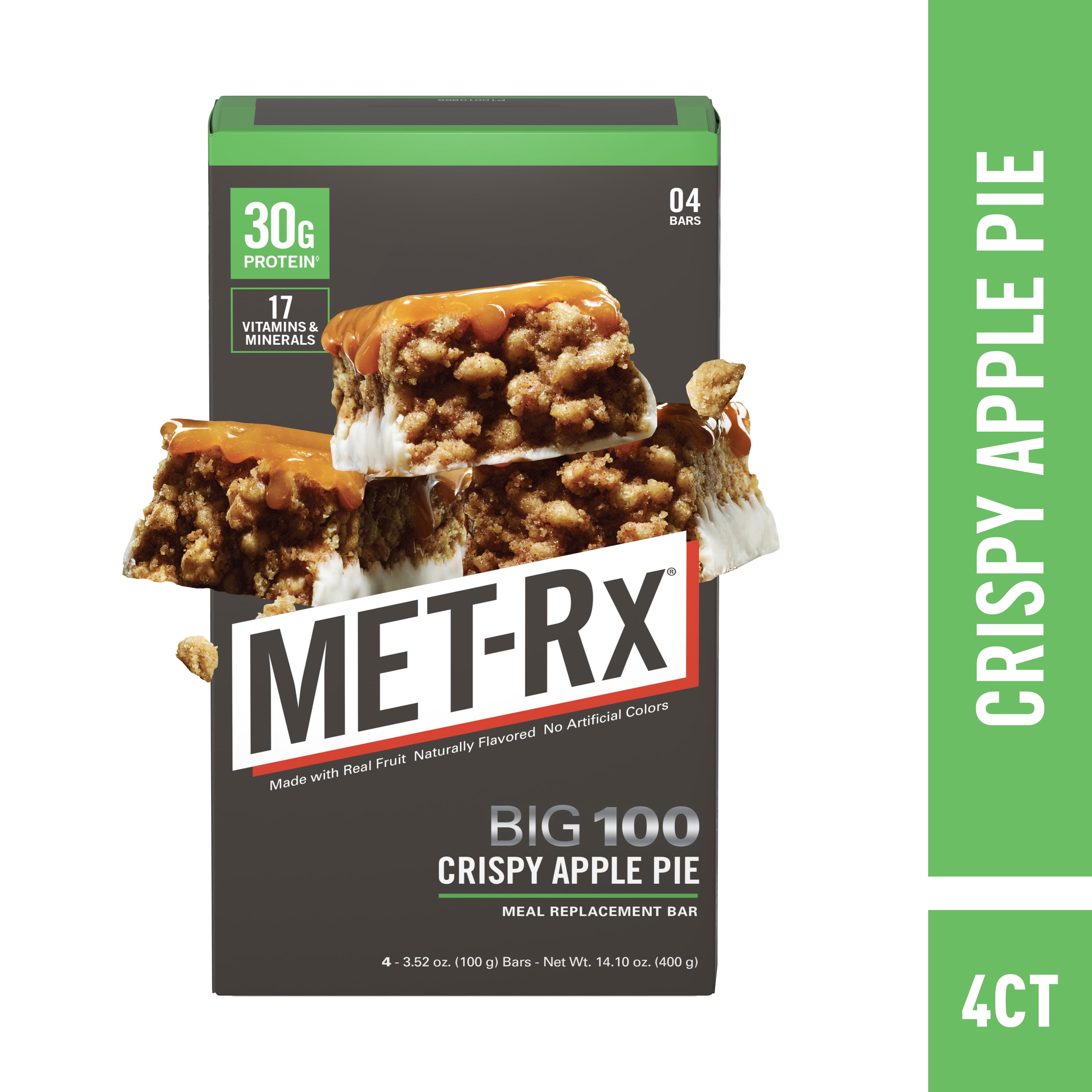 MET-Rx Big 100 Colossal Protein Bars, Crispy Apple Pie Meal Replacement ...
