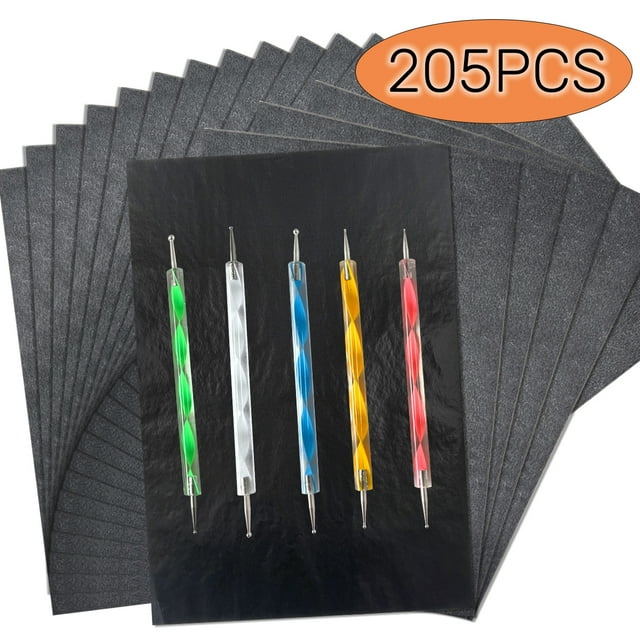 200 Sheet Carbon Paper with 5Pc Ball Styluses for Art & Craft, Graphite ...