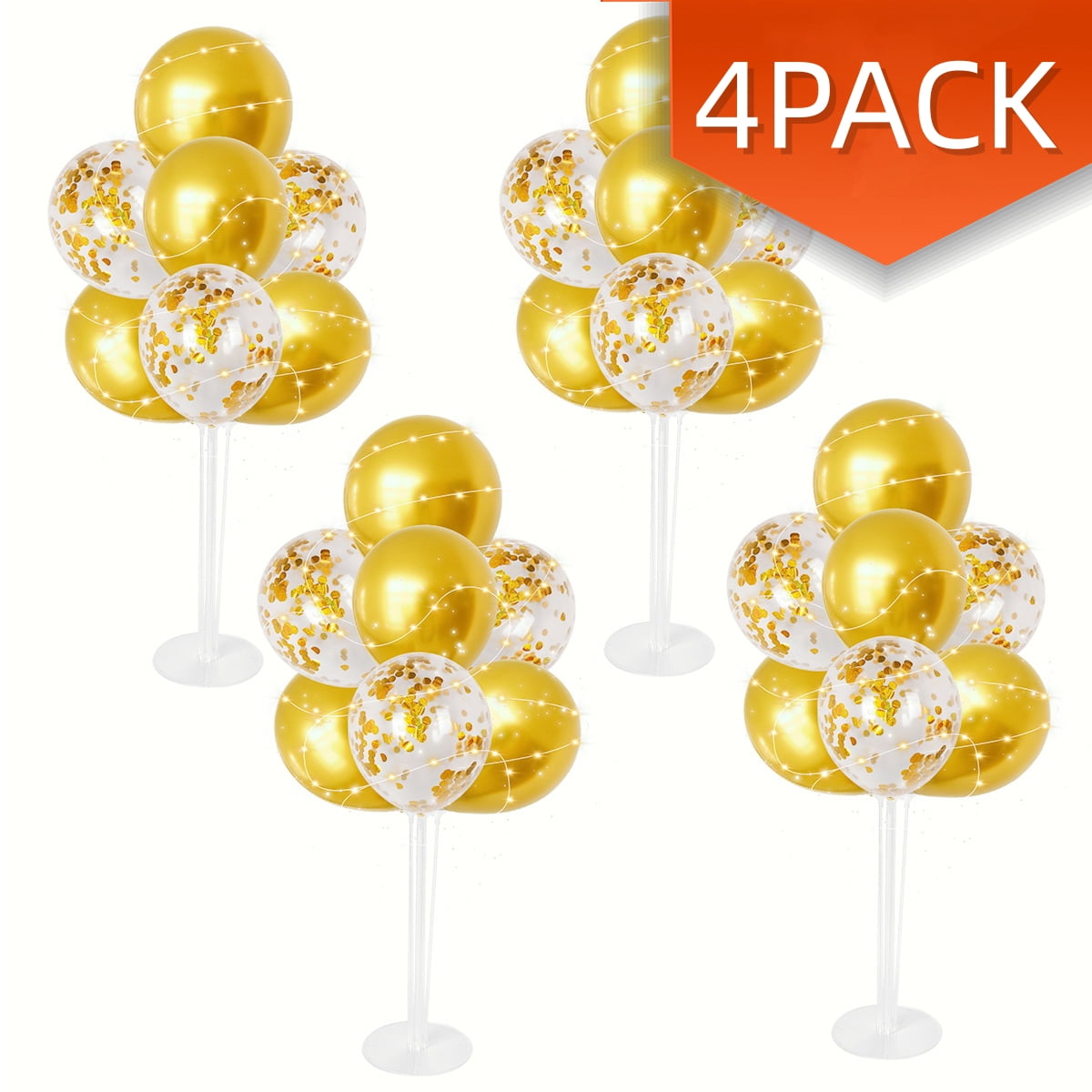 MetMetalrt Gold Balloon Centerpiece Kit, 4 Pcs Table Stand Set for ...