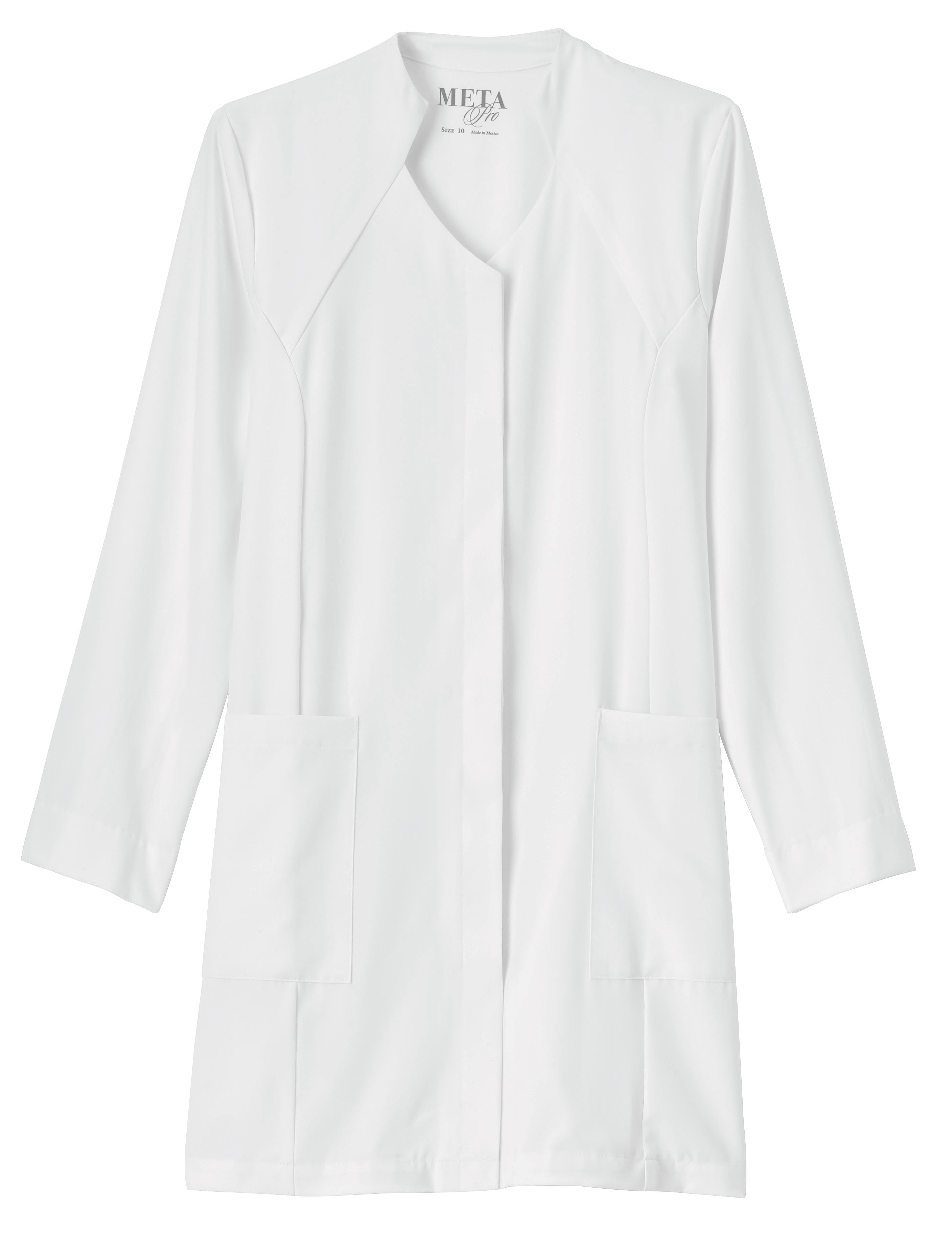 Meta Ladies Stretch Labcoat 35" Stand Up Collar White - Walmart.com