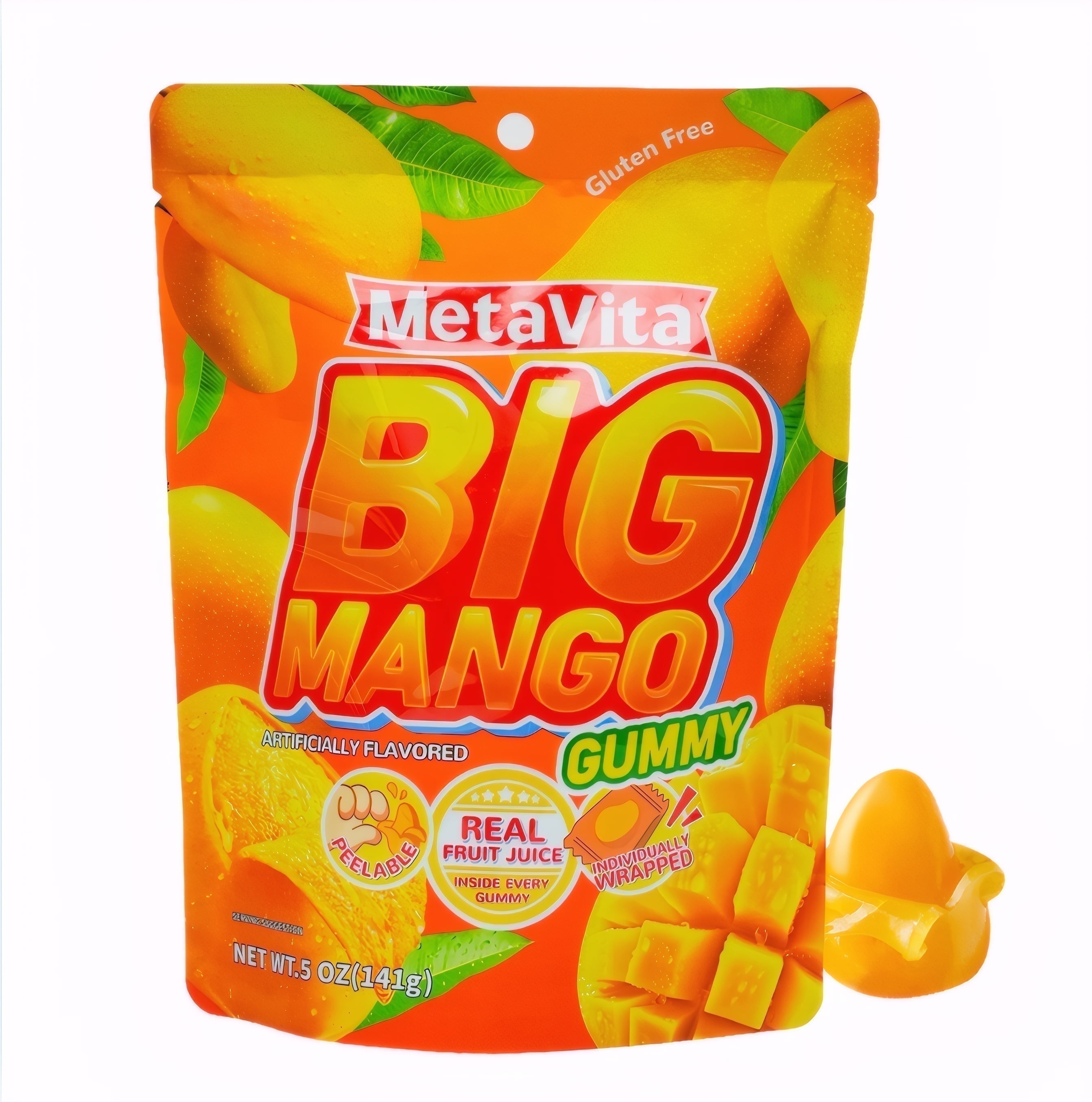 MetaVita Big Mango Gummy Candy, Individually Wrapped, Chewy, Gluten ...