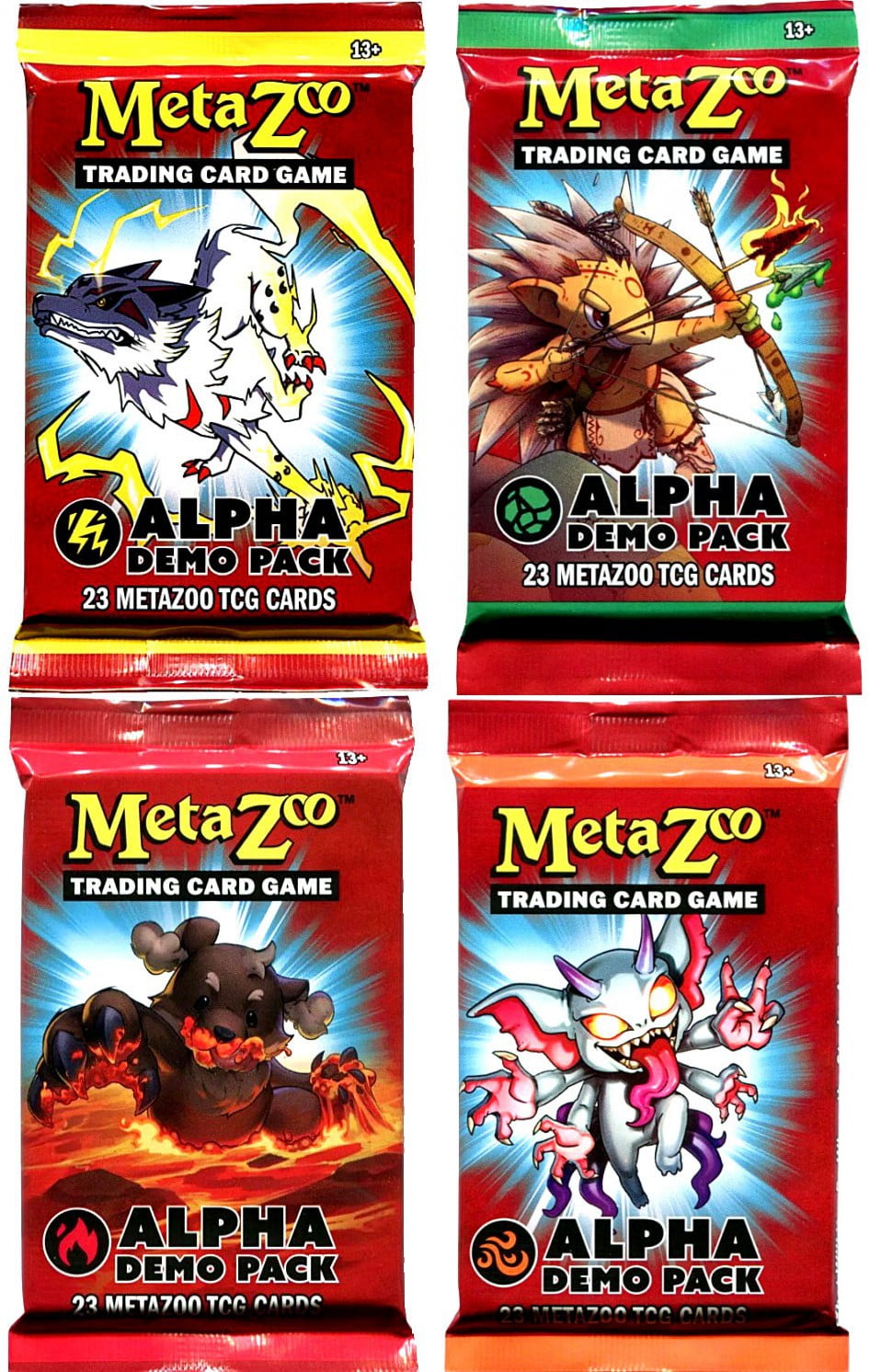 MetaZoo Alpha Lightning, Earth, Fire & Air Set of 4 Demo Deck Packs ...