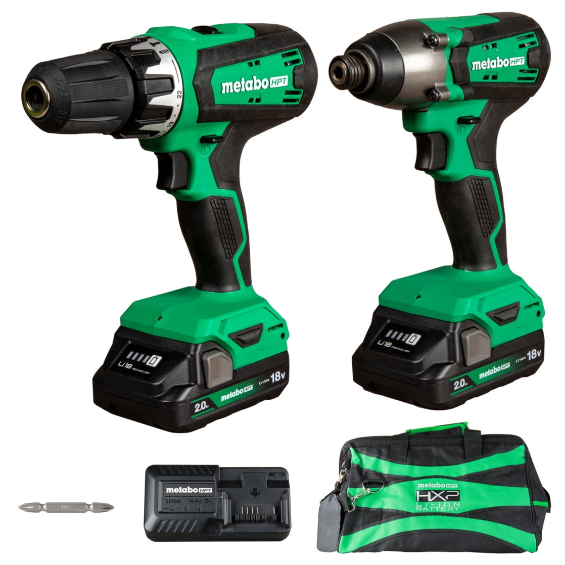 Metabo HPT 18V Cordless Battery Hammer Drill & Impact Driver Combo Kit ...
