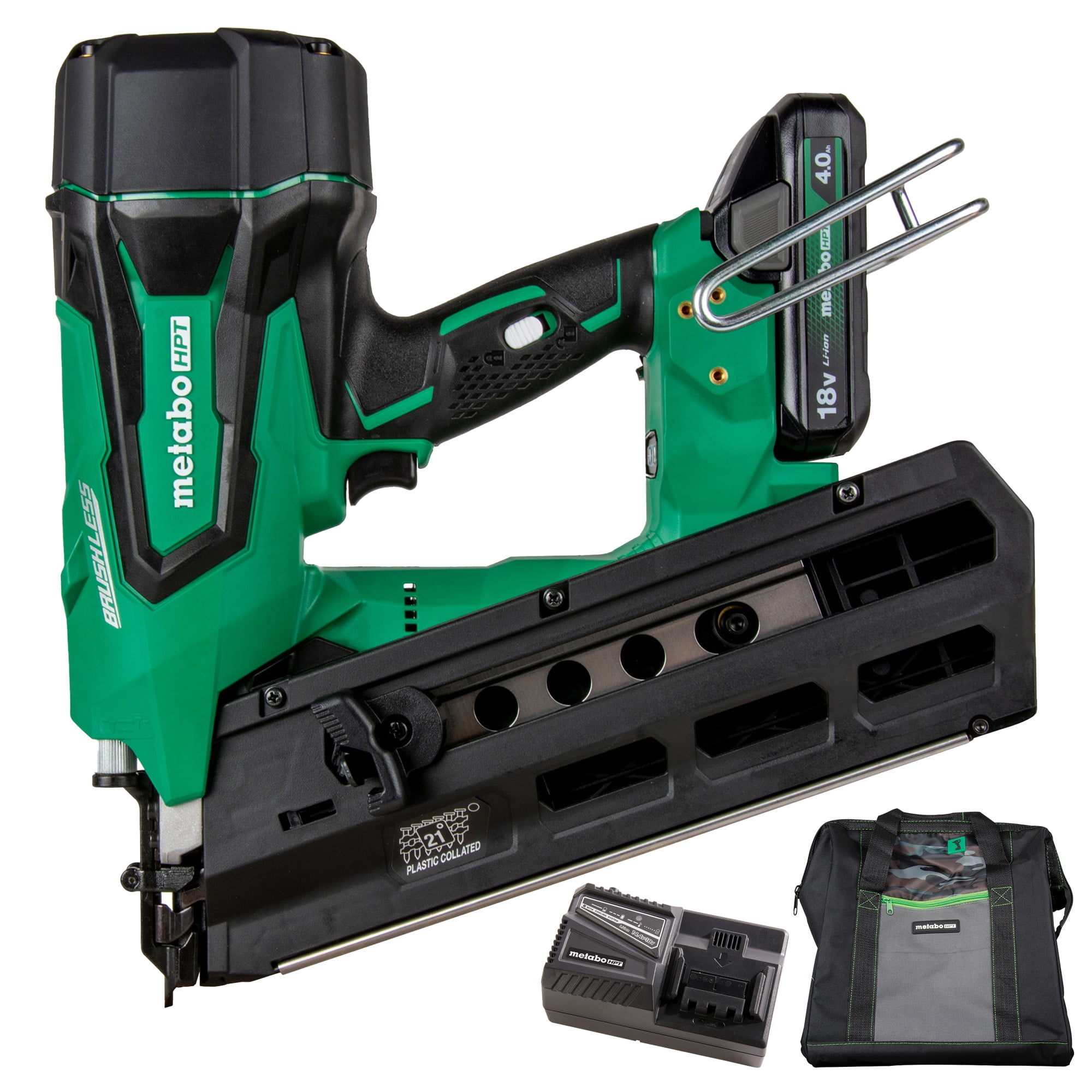 Metabo Hpt 18V Power Nailer, 21-Deg Cordless Framing Nailer with 4Ah ...