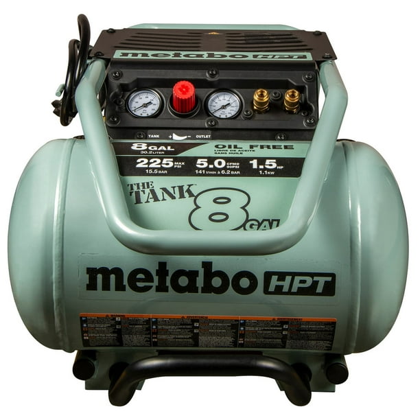 Metabo HPT EC1315SM 1.5 HP 8 Gallon Oil-Free Trolly Air Compressor ...