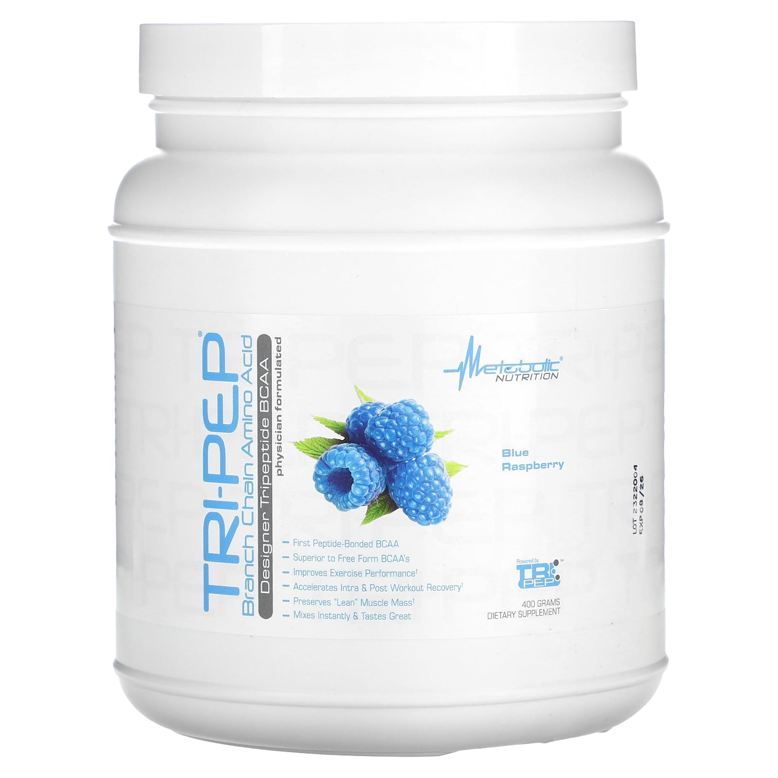 Metabolic Nutrition Tri-Pep, Branch Chain Amino Acid, Blue Raspberry ...