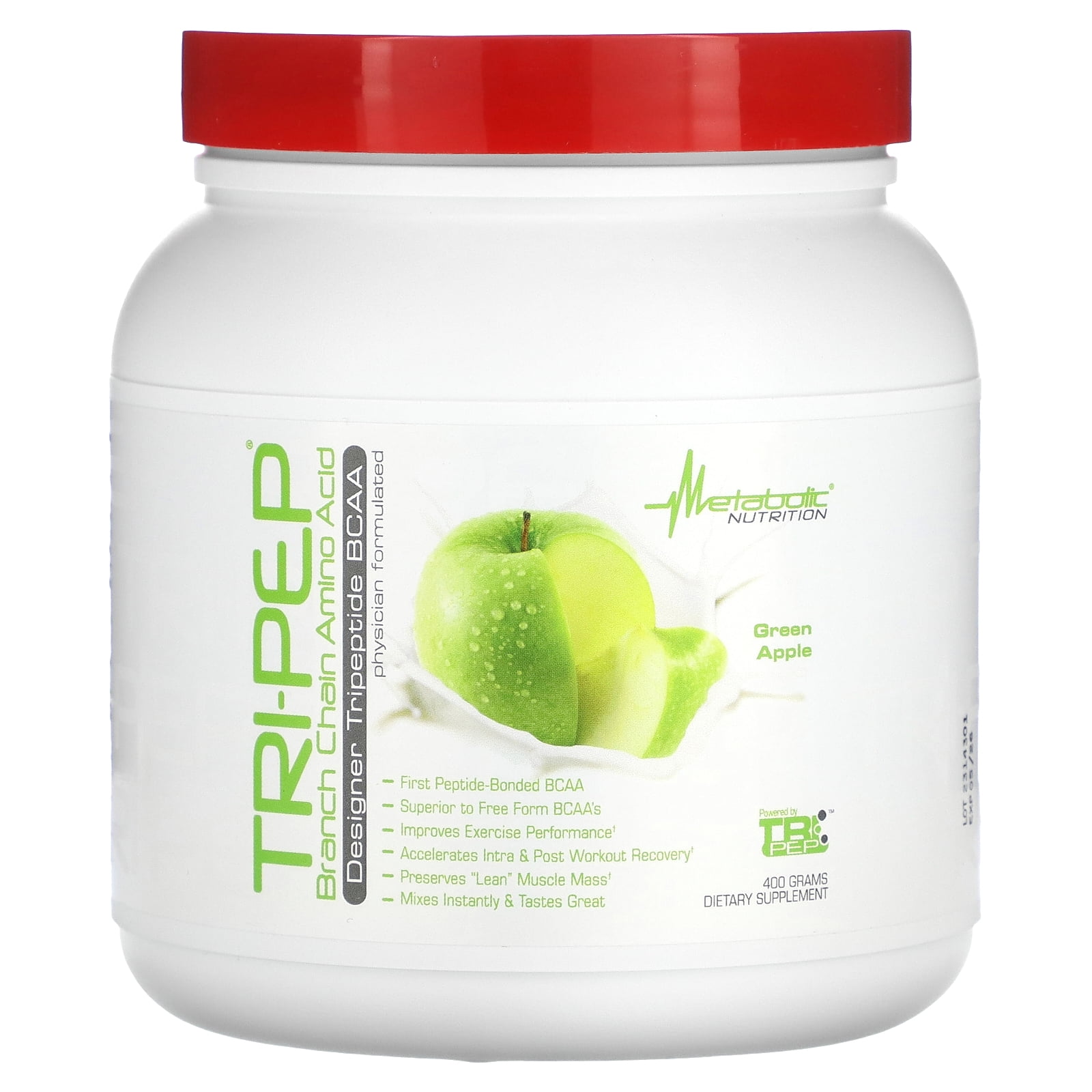 Metabolic Nutrition Tri-Pep, Branch Chain Amino Acid, Green Apple, 14.1 ...