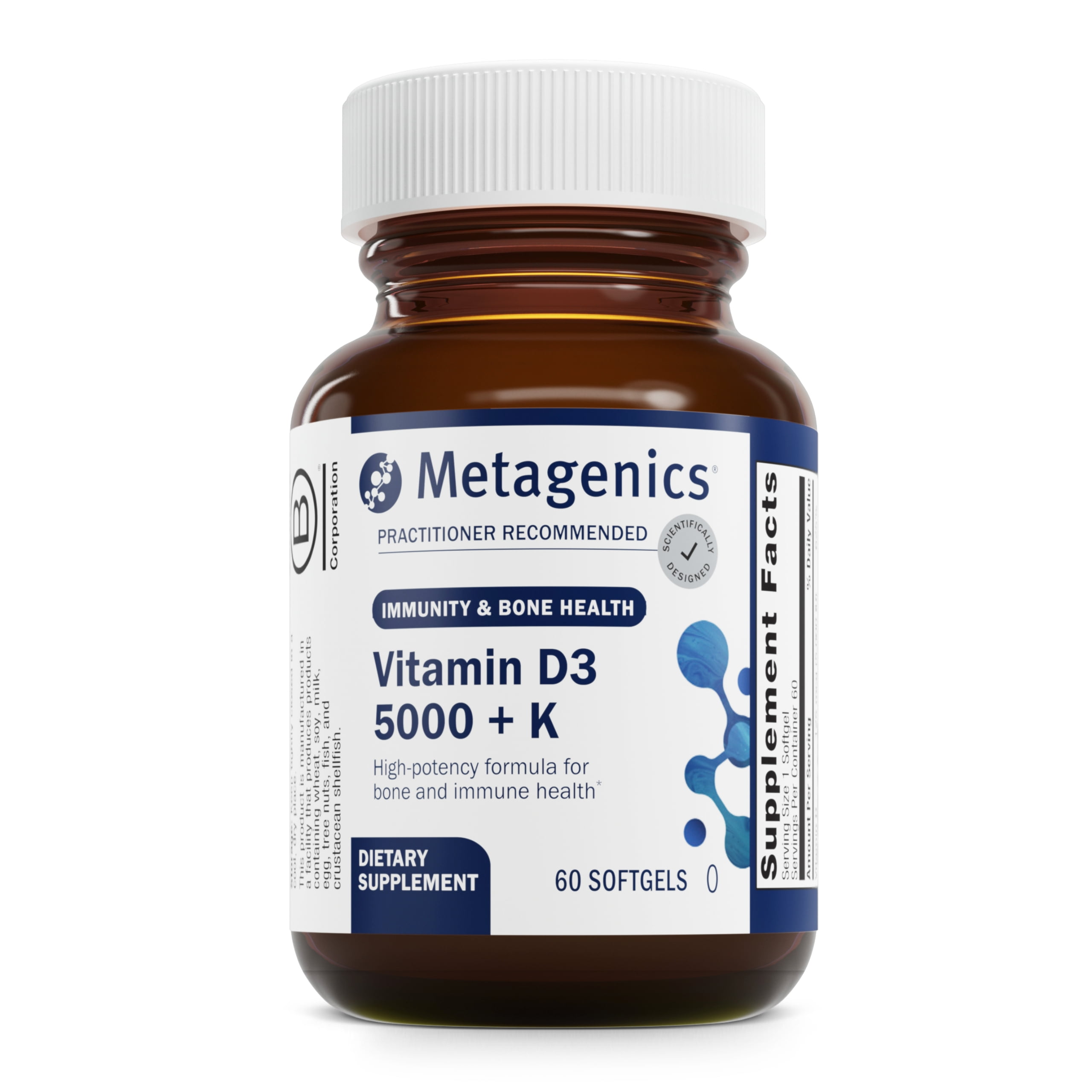 Metagenics Vitamin D3 + K - For Immune Support, Bone Health & Heart ...