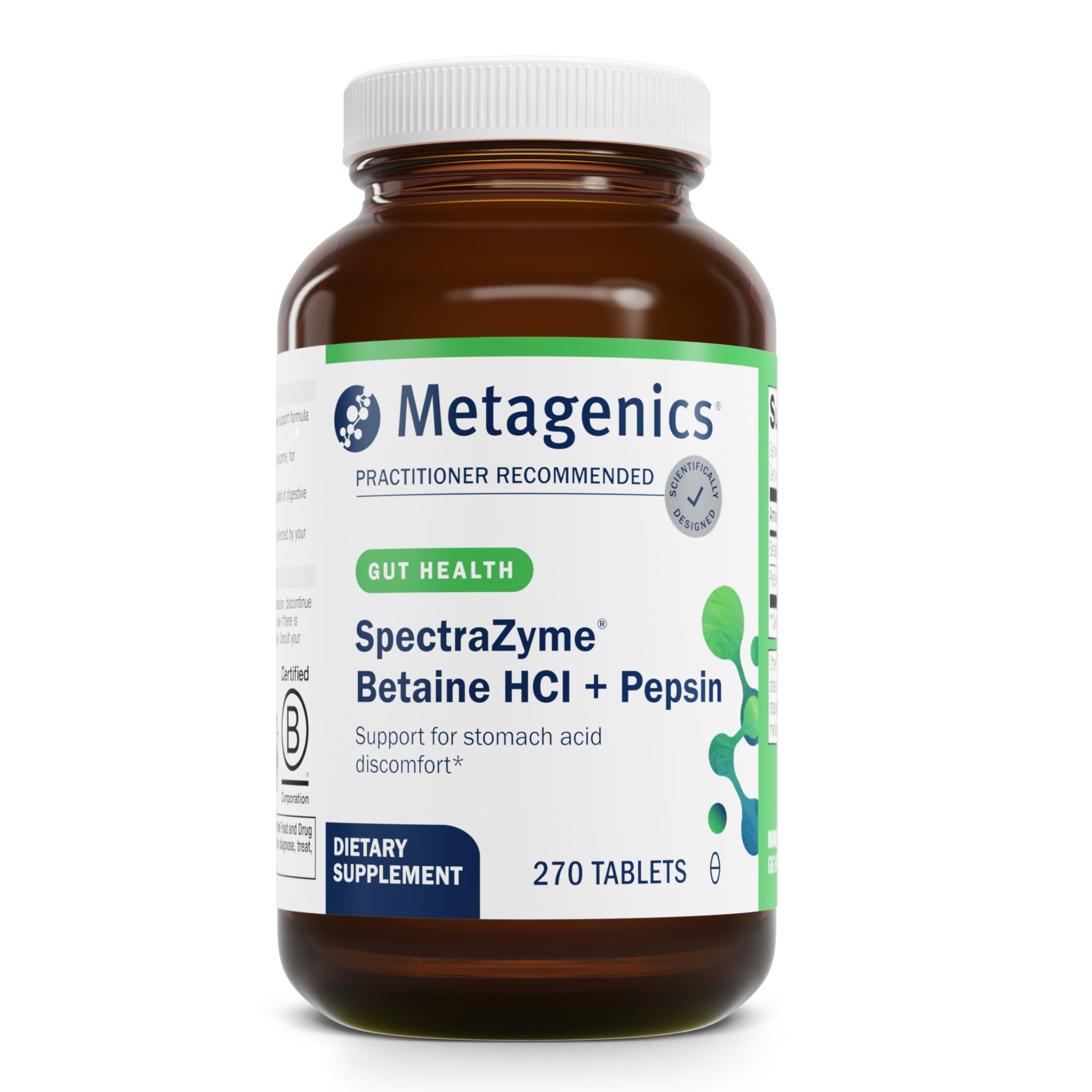 Metagenics SpectraZyme Betaine HCI + Pepsin - Supports Stomach Health ...
