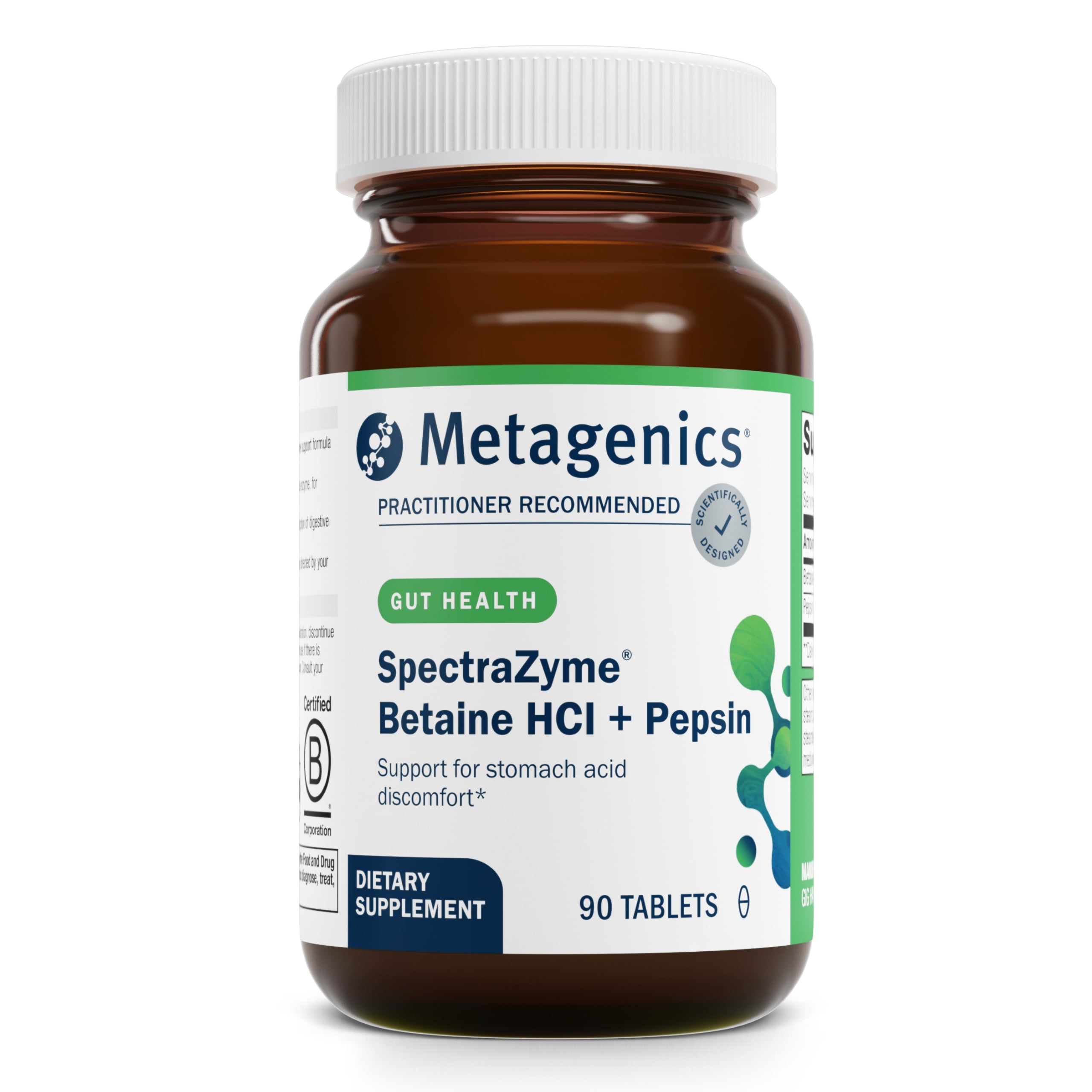 Metagenics SpectraZyme Betaine HCI + Pepsin - Supports Stomach Health ...