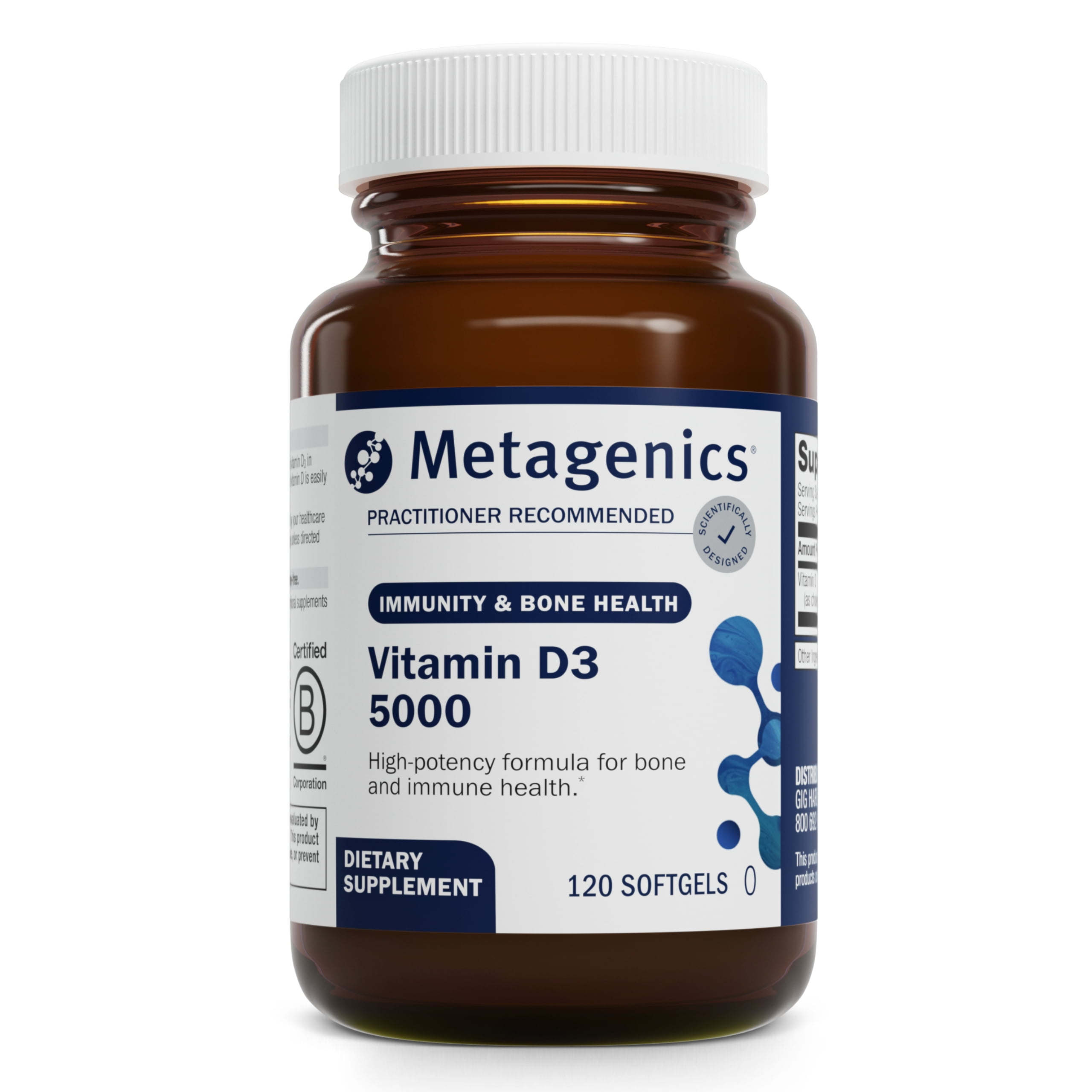 Metagenics Vitamin D3 5000, Bone & Immune Support, Heart Health, 120 ...