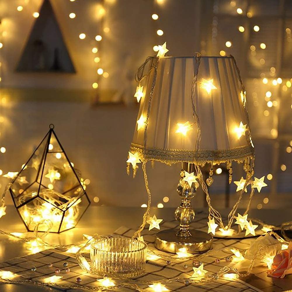 Metaku Star String Lights Battery Operated 40 LED 19.6FT Twinkle Little ...