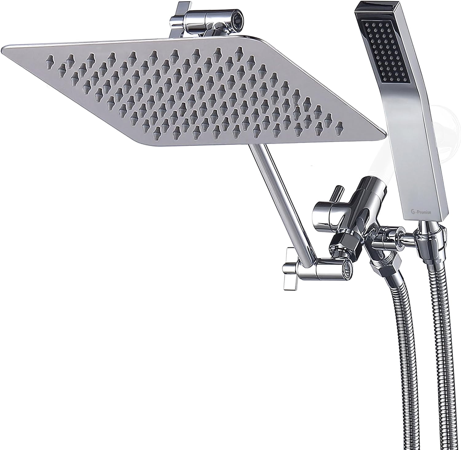 All Metal 10" Dual Square Shower Head Combo | Rain Shower Head ...