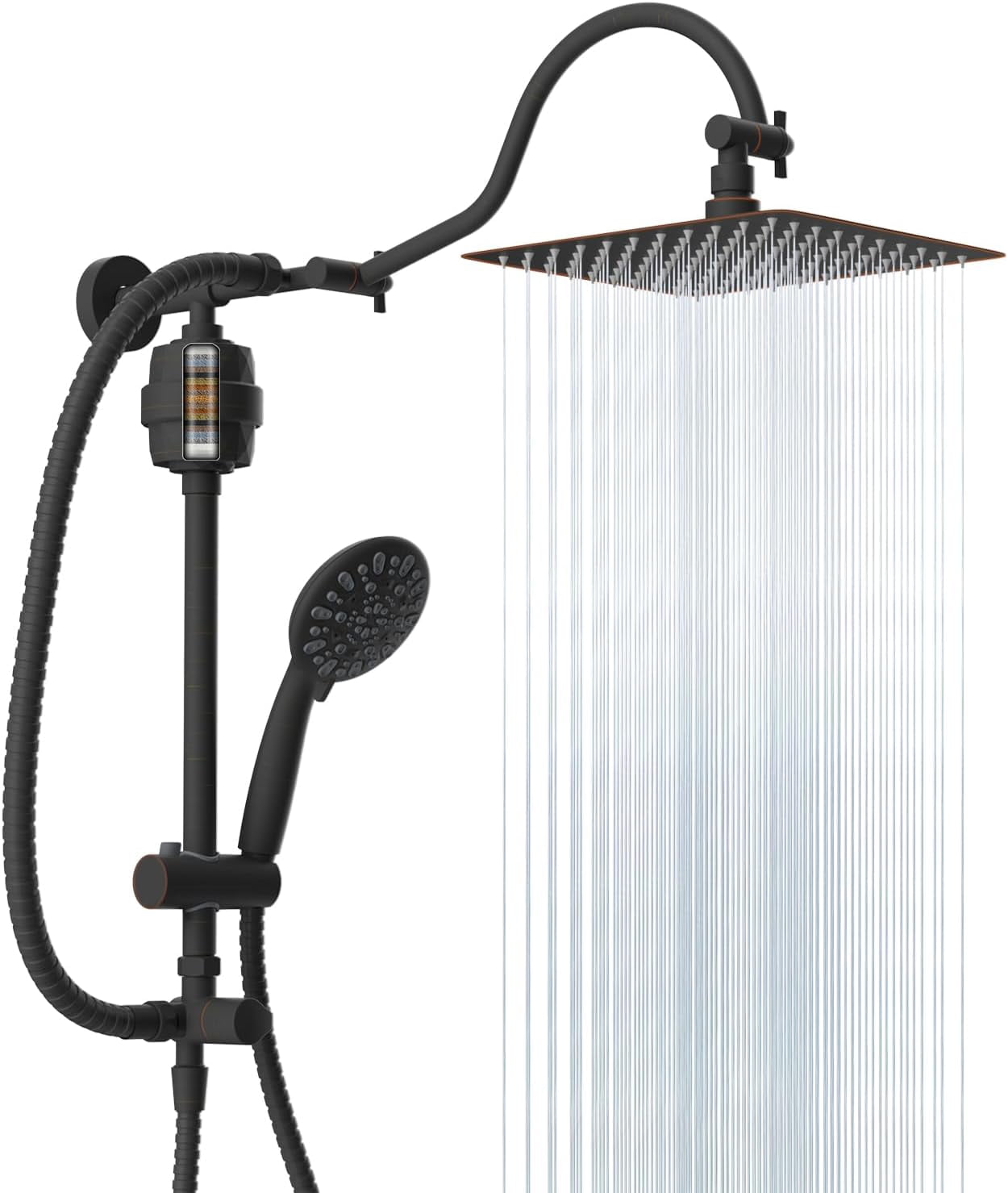 Metal 10'' Filtered Rain Shower Head Combo, High Pressure Easy Reach ...