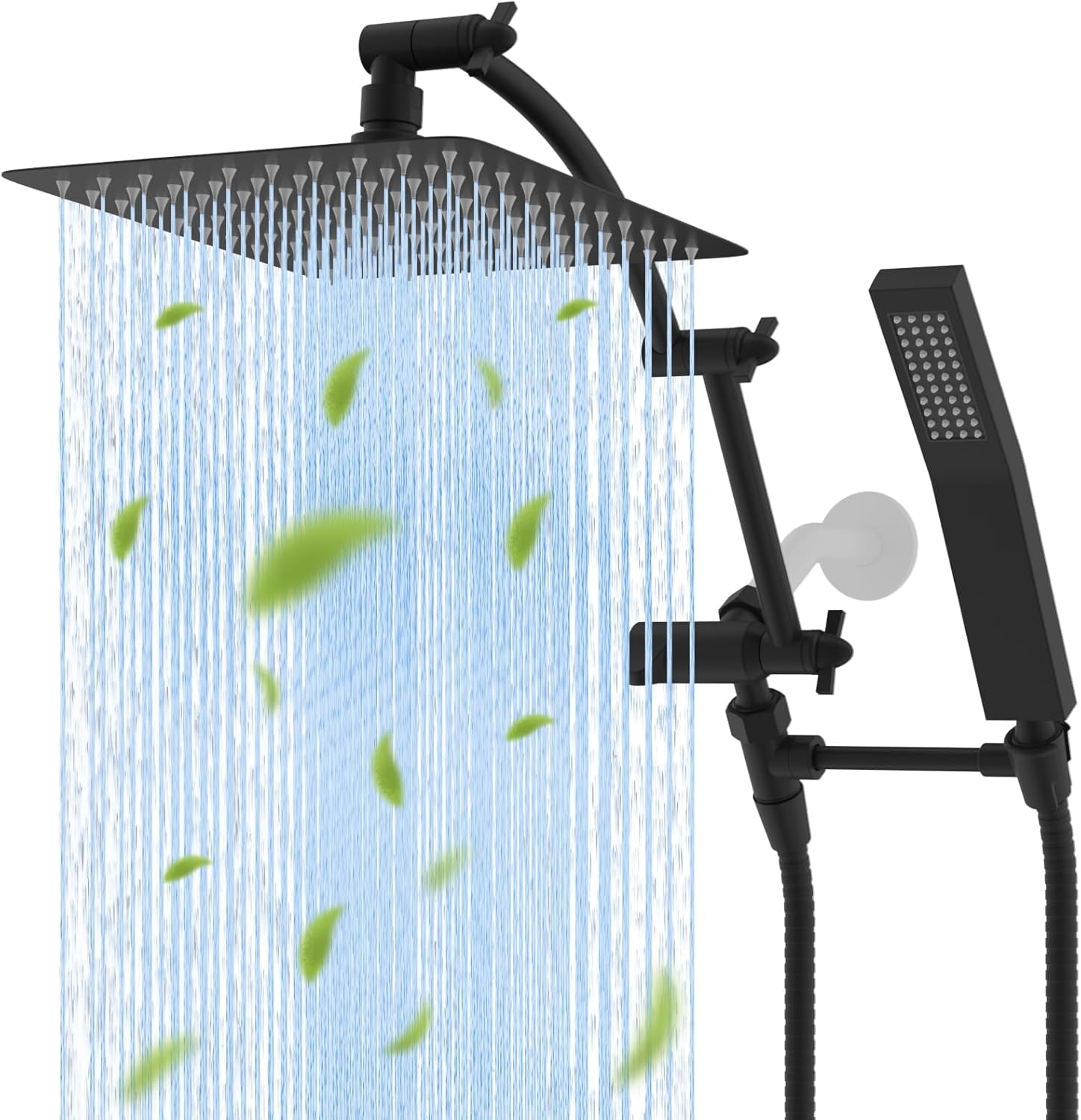 All Metal 10'' Rainfall Shower Head, Dual Shower Head Combo, High ...