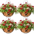 Metal 10 inch Round Planter, 4 Pack Hanging Wire Basket with Coco Fiber ...