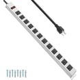 Metal 12 Outlet Power Strip, White Mountable Heavy Duty Power Strip ...