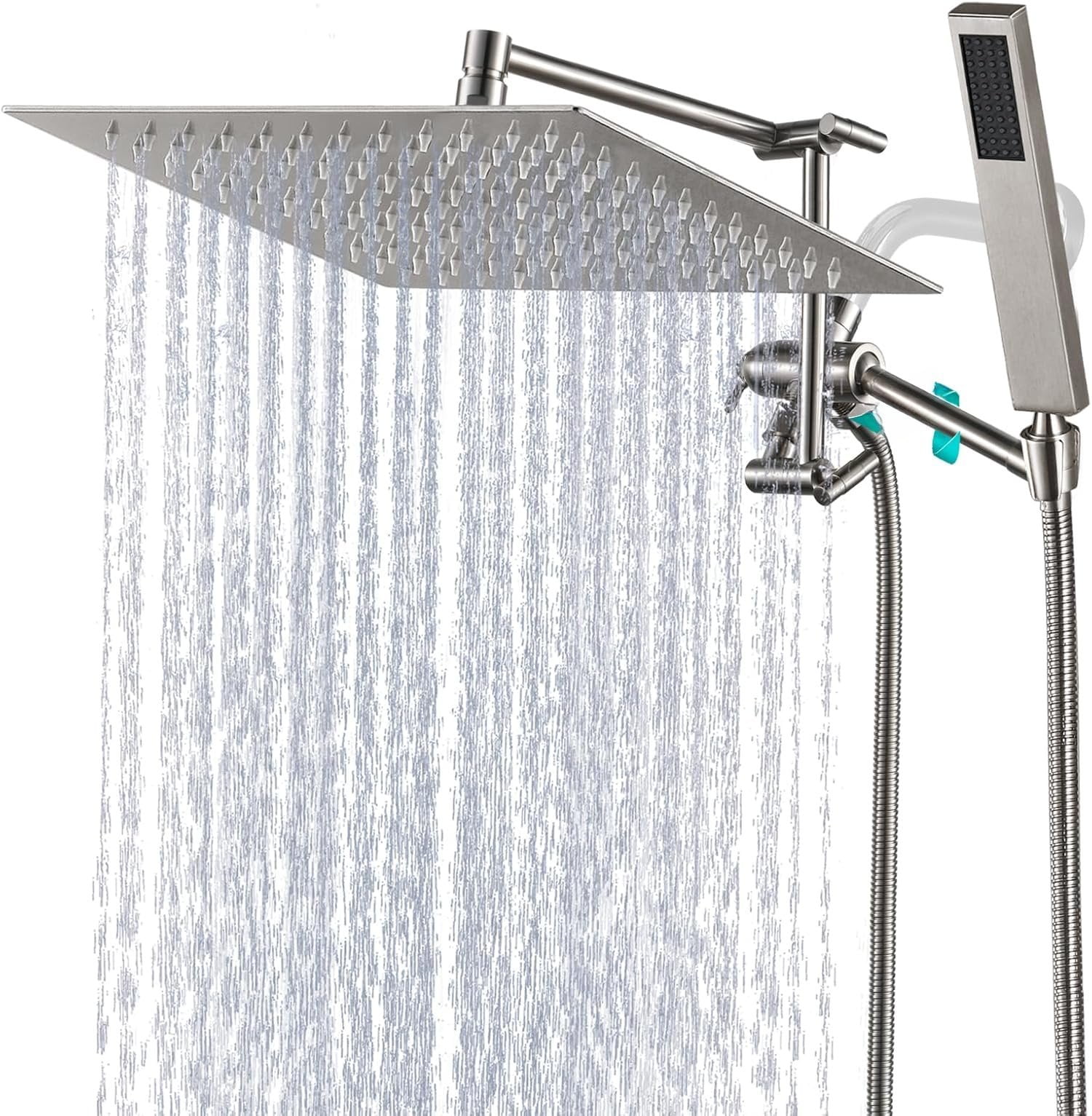 Metal 12" Rainfall Shower with Handheld Combo, High Rain Shower Heads ...