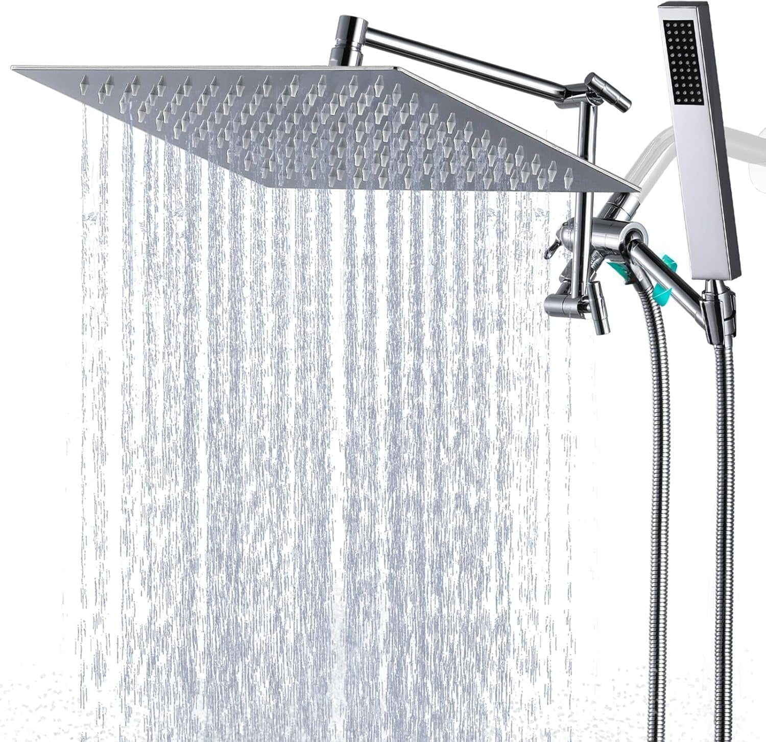Metal 12" Rainfall Shower with Handheld Combo, High Rain Shower Heads ...