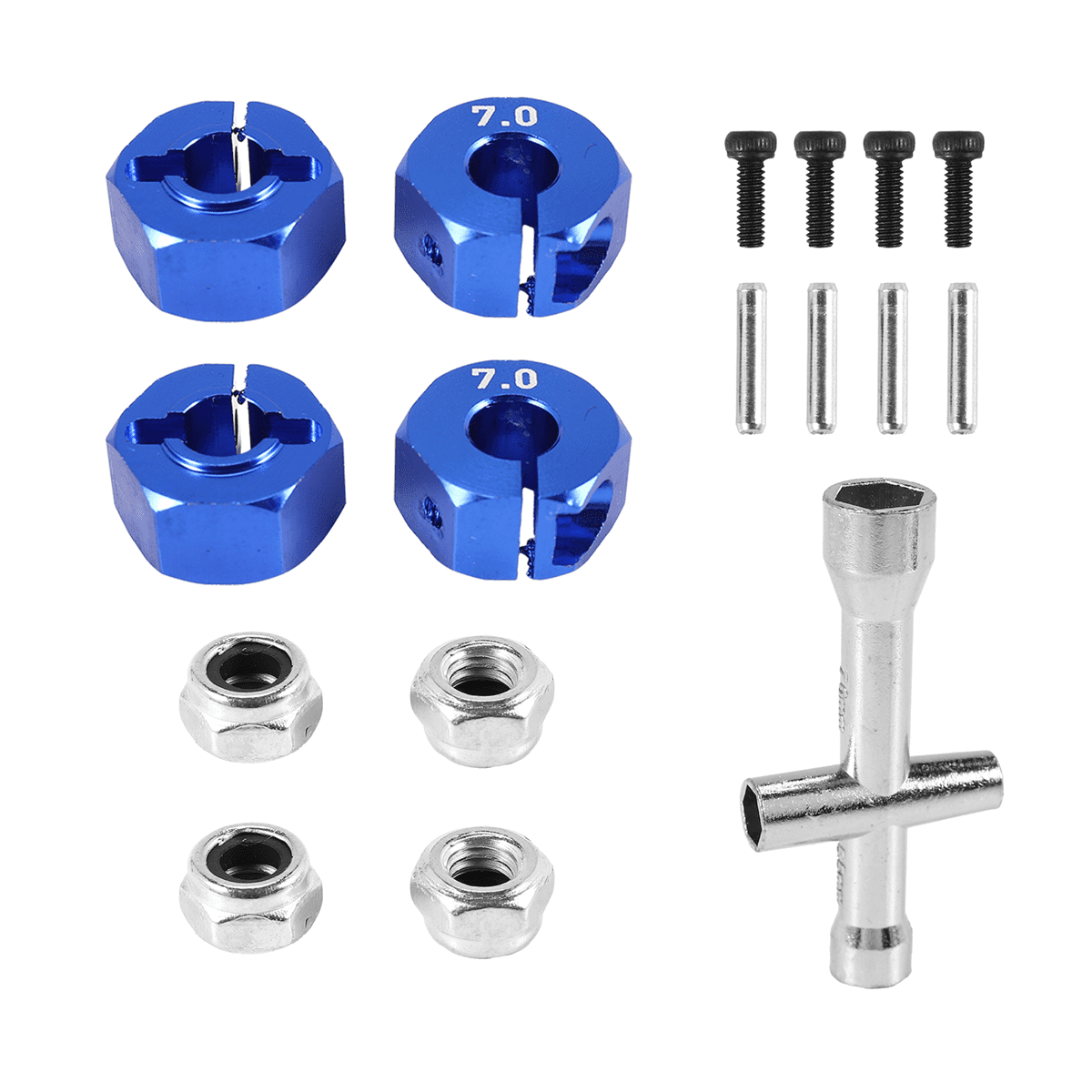 Metal 12mm Hex Wheel Hub Adapter Flanged Lock Nut Wrench for 1/10 Slash VXL 2WD RC Car metal ...