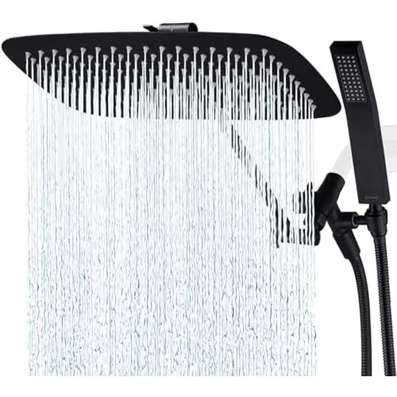 All Metal 16 Inch Dual Square Shower Head with Handheld Spray Combo ...