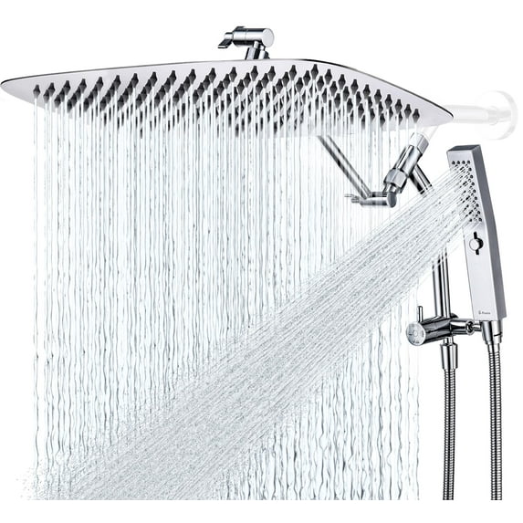 All Metal 16 Inch Shower Head with Massage Mode Handheld, Rain Shower ...