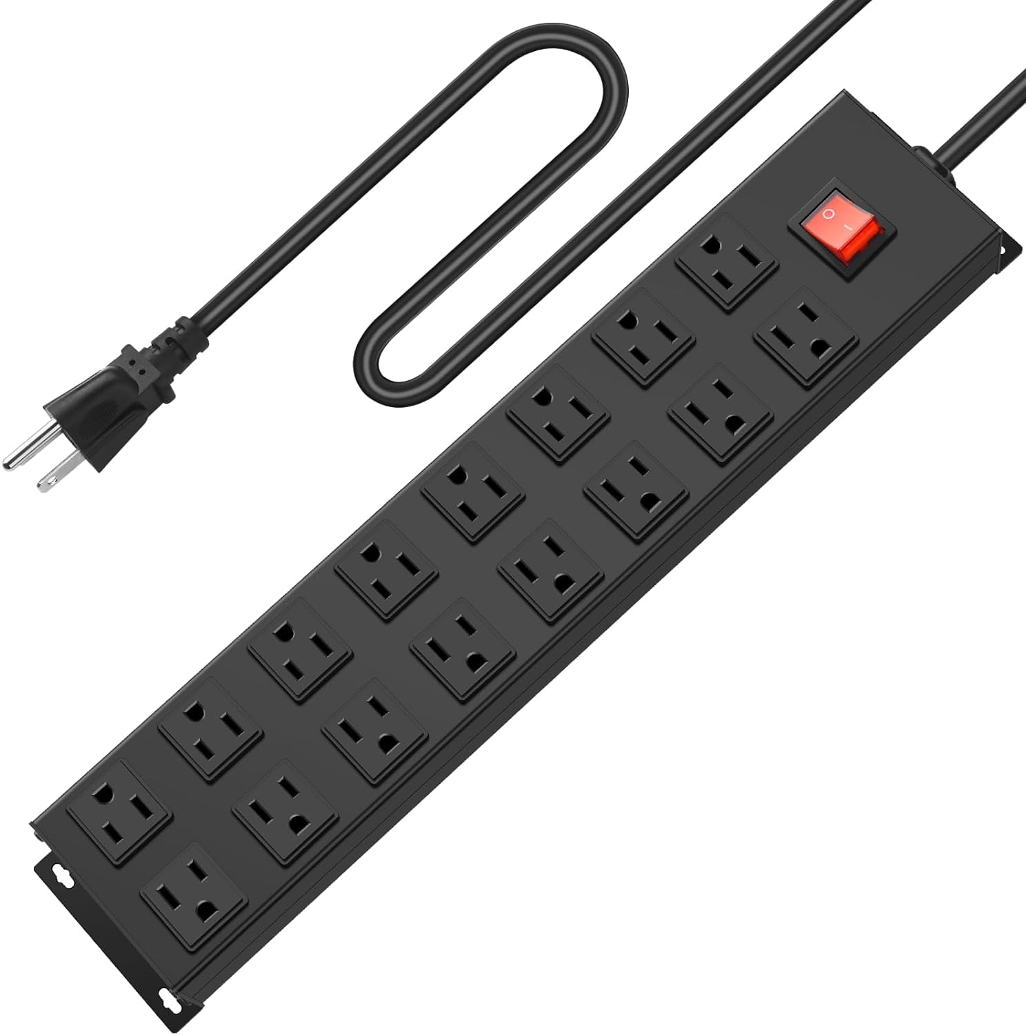 Metal 16 Outlet Mountable Power Strip, Wall Mount Garage Workbench ...