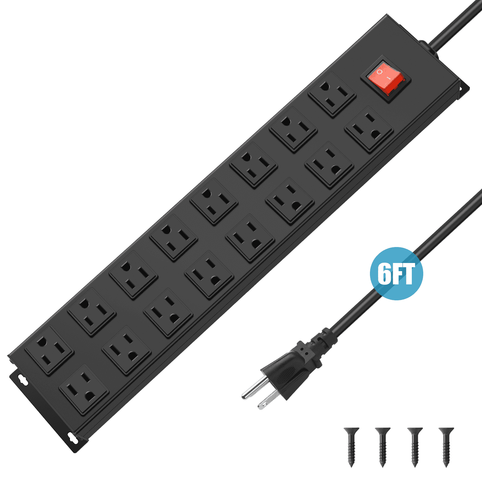 VILONG Metal 16-Outlet Heavy Duty Surge Protector Power Strip, 6ft ...