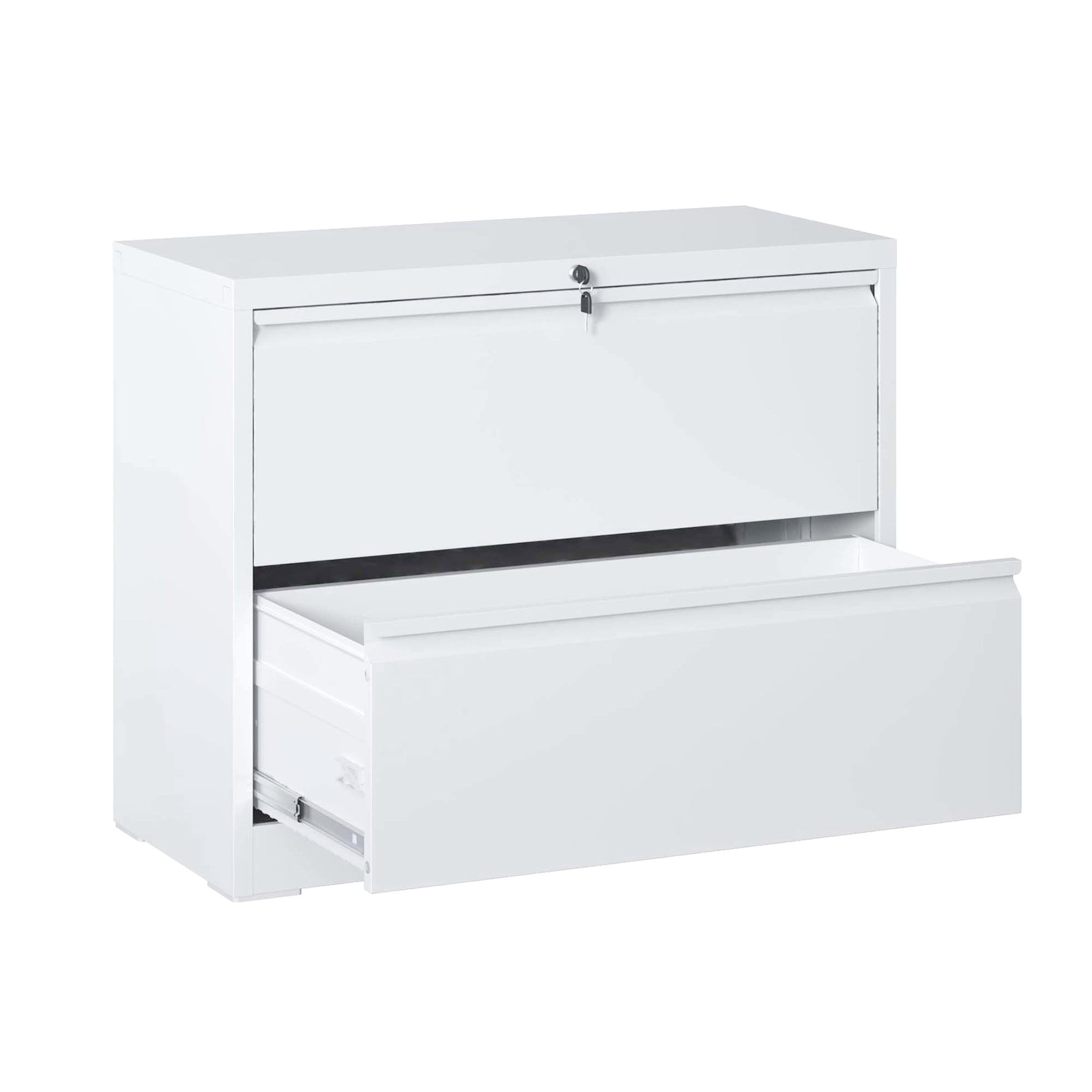 Metal 2 Drawer Filing Cabinet, White, With Secure Lock Feature, For ...