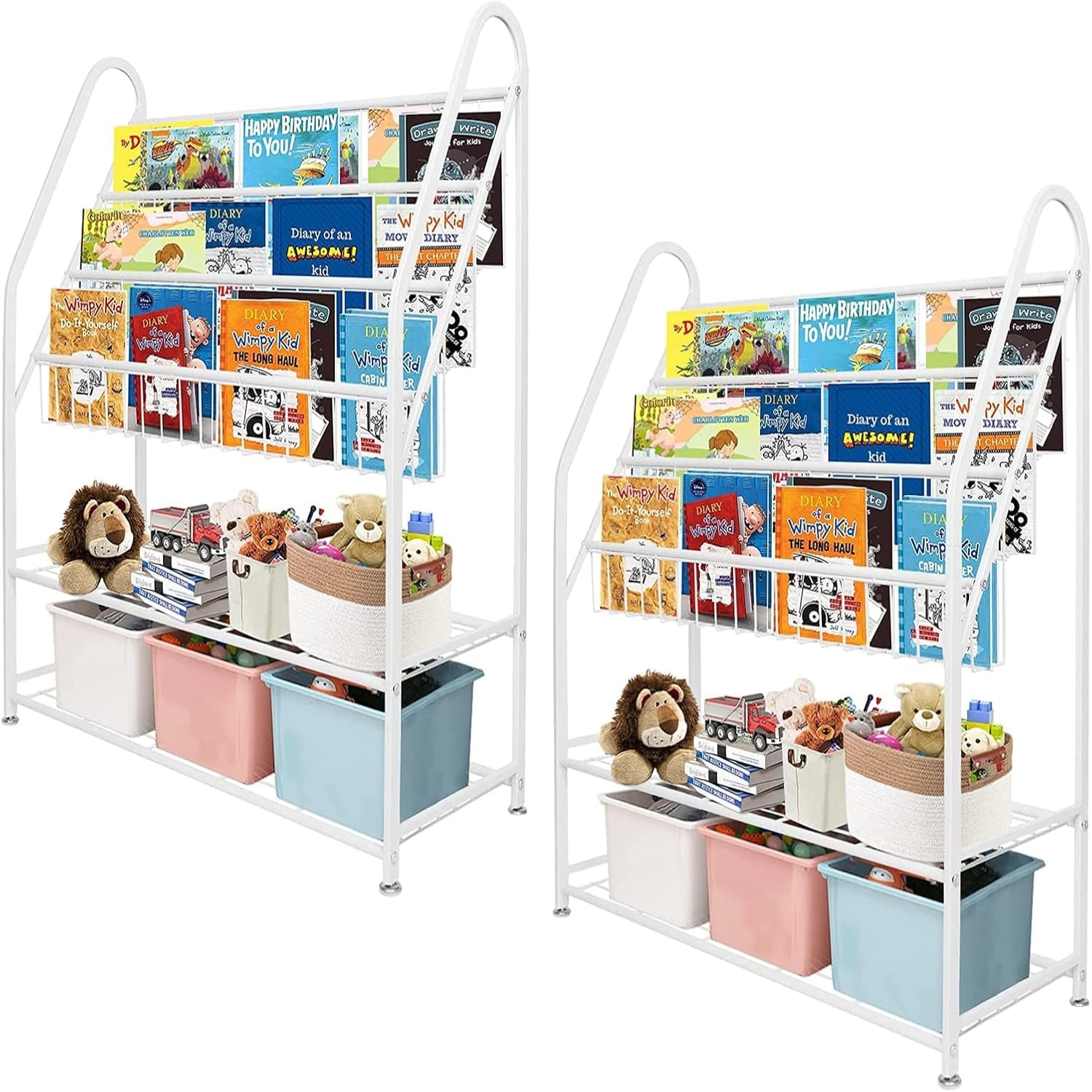 Metal 2 PC Bookshelf Freestanding Bookcase for Children Room 32 in Toy ...