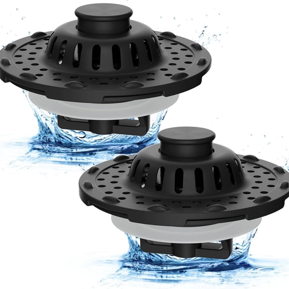 Metal 2 Pack Bathtub Drain Stopper with Top Hair Catcher, 3 in 1 Pop-up ...